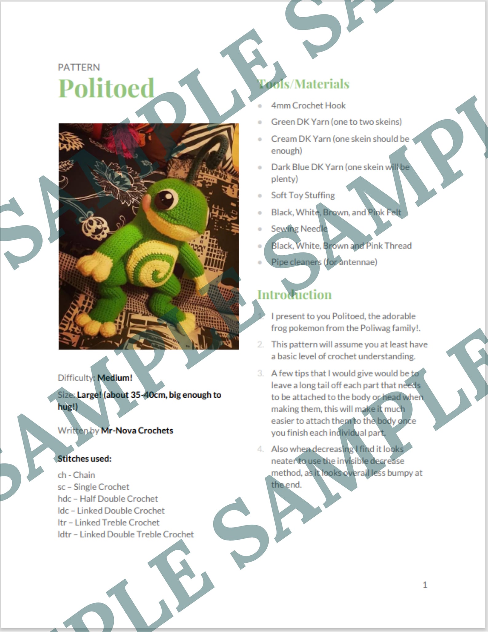 Politoed Crochet Pattern - Etsy