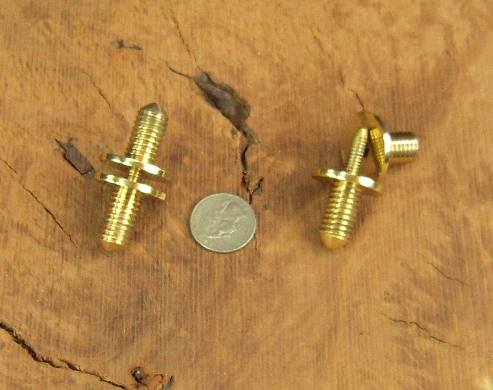 2 Solid Brass Cane Walking Stick Connector Couplers 1/2" X 13 Threads ...