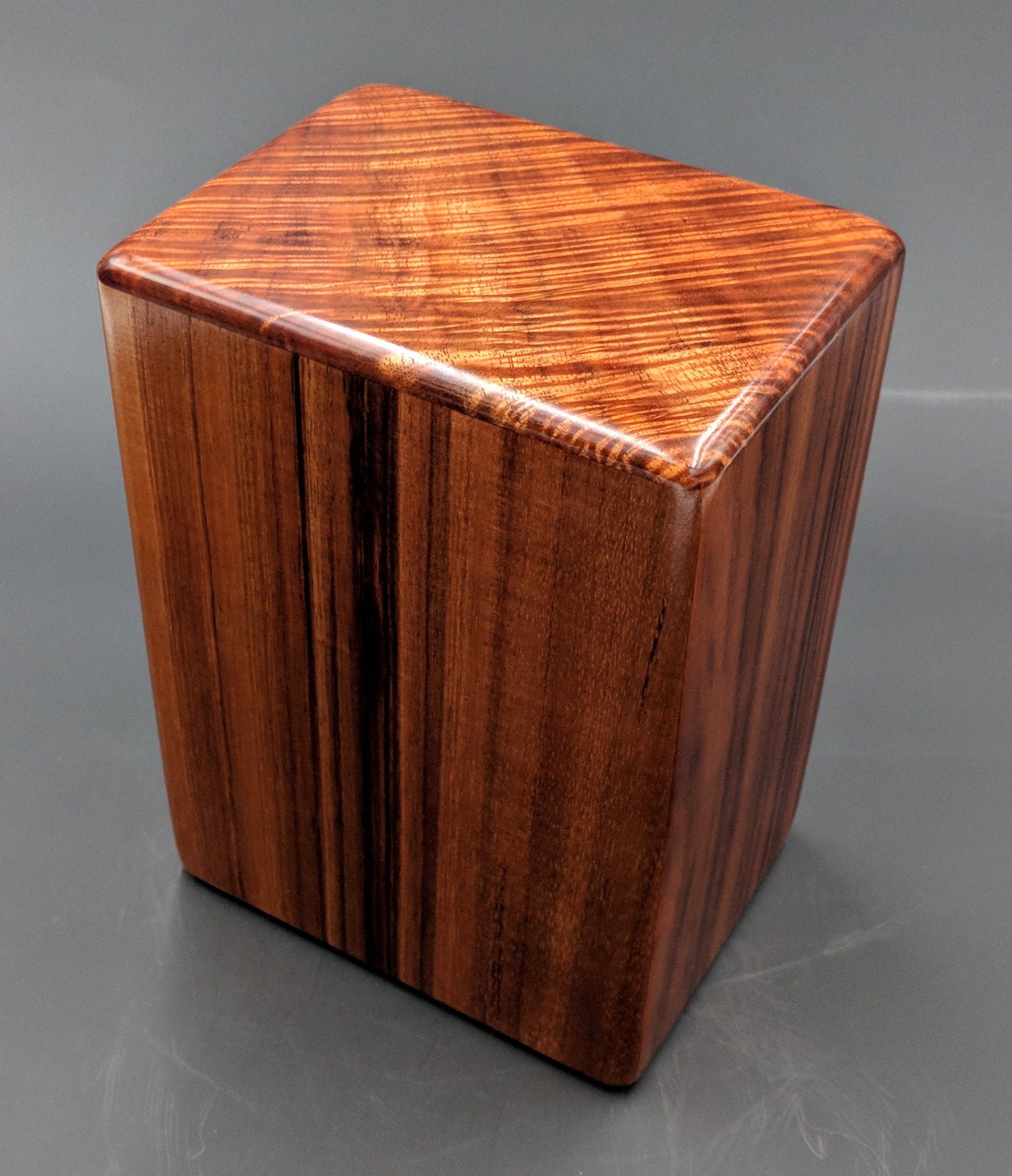 Large Curly Hawaiian Koa Wooden Memorial Cremation Urn... 7wide x 5deep ...