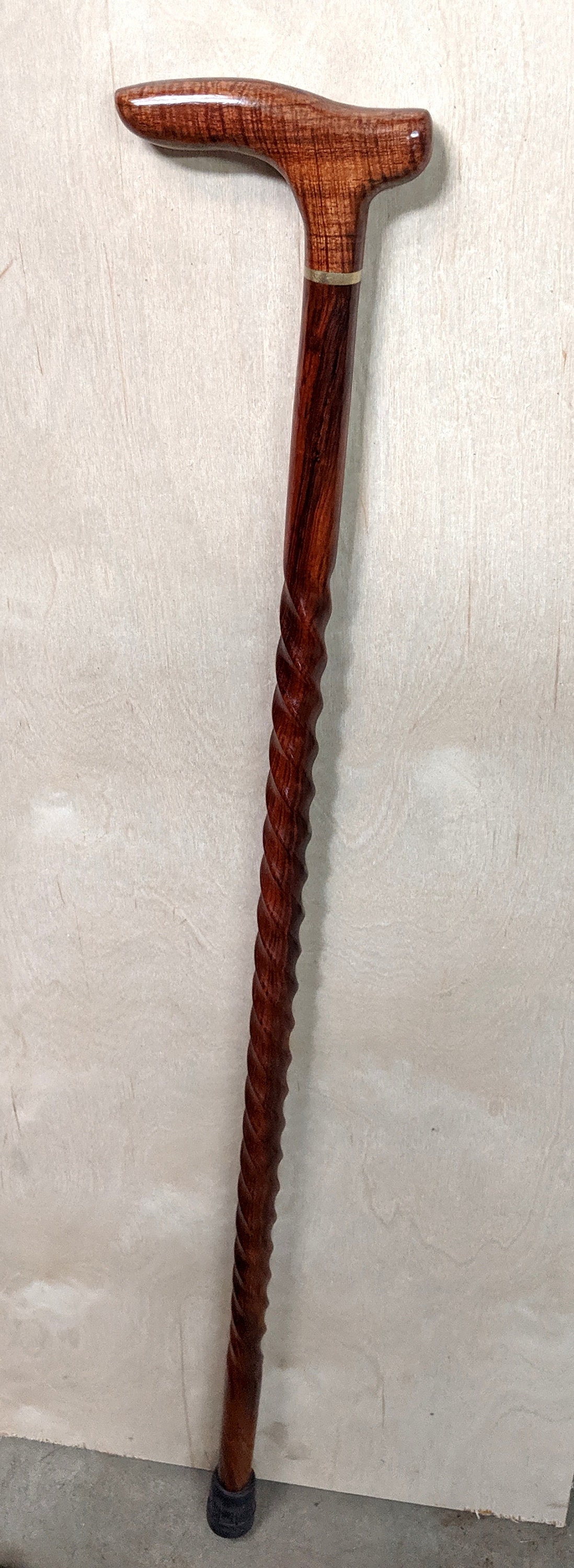 Curly Hawaiian Koa Cane Handle Brown Indian Rosewood Spiral Shaft Cane ...