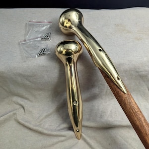 TWO (2) Hames Solid Brass Walking Stick Cane Handle Traditional 8" Long ...