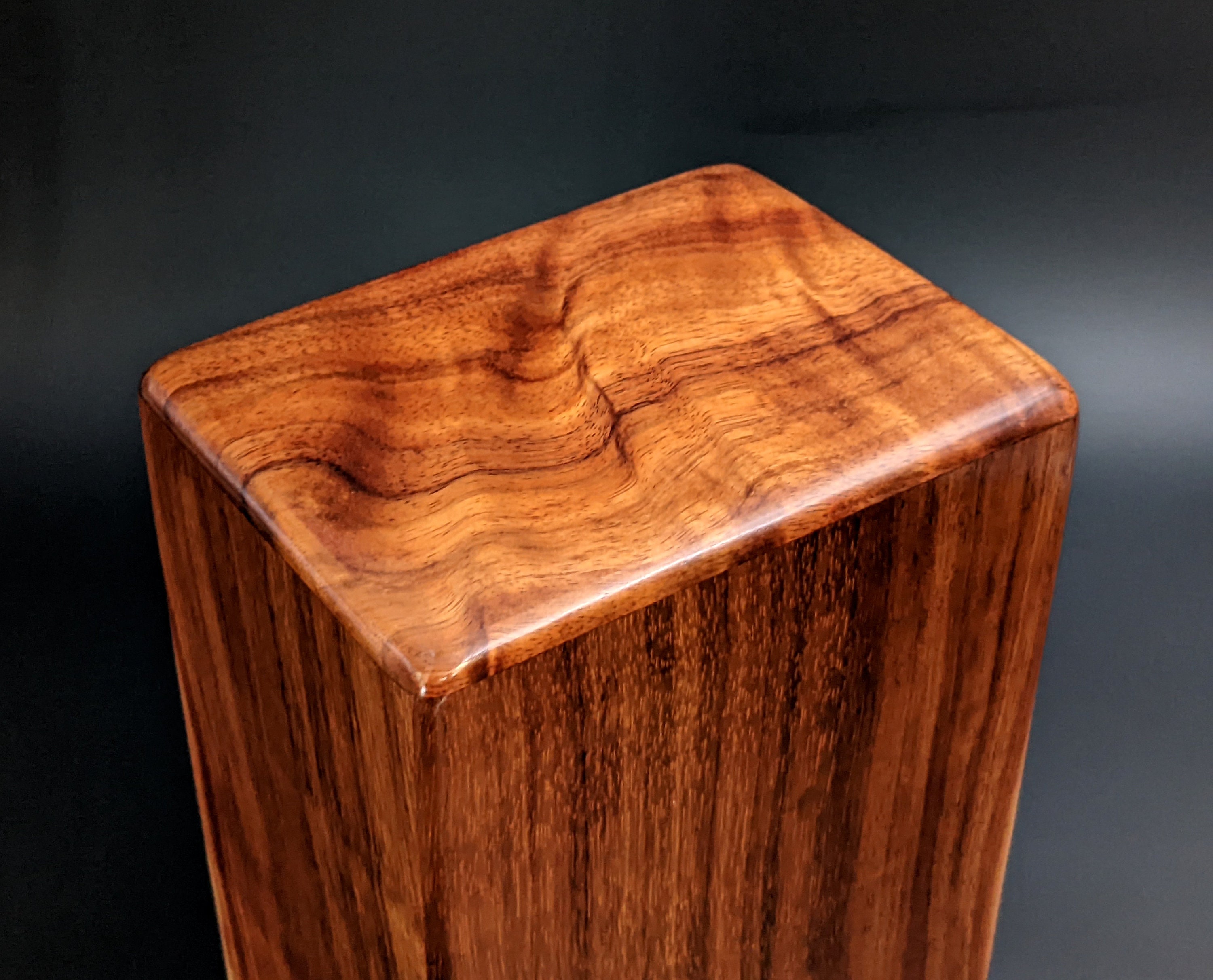 Large Curly Hawaiian Koa Wooden Memorial Cremation Urn... 7wide x 5deep ...