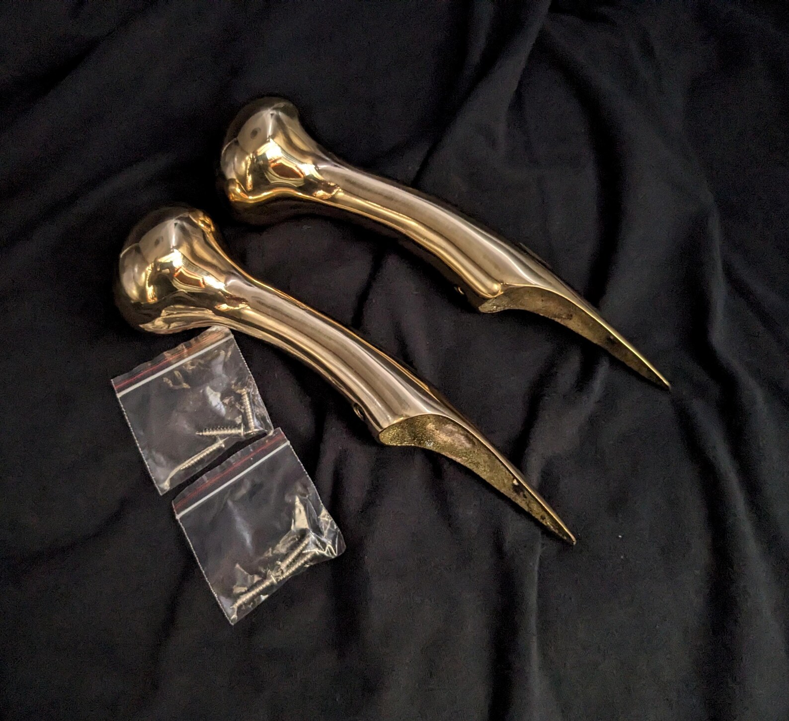 TWO (2) Hames Solid Brass Walking Stick Cane Handle Traditional 8" Long ...