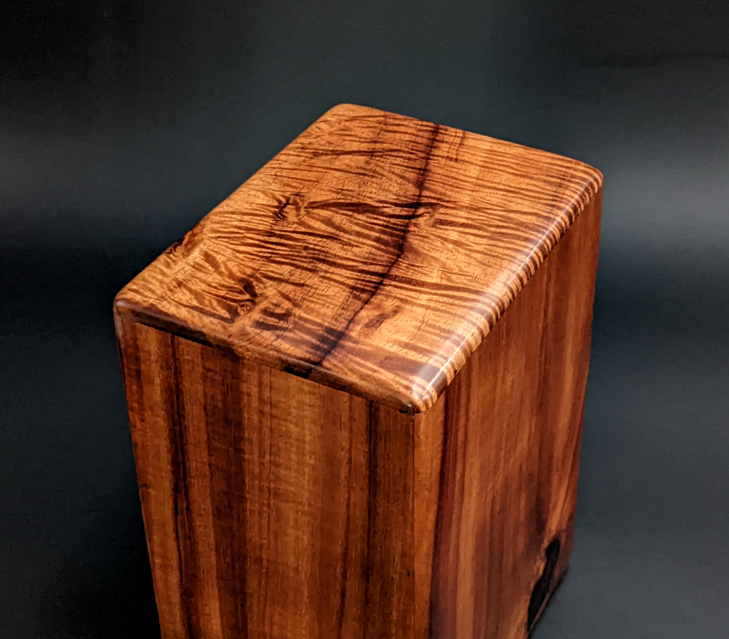 Large Curly Hawaiian Koa Wooden Memorial Cremation Urn... 7wide x 5deep ...