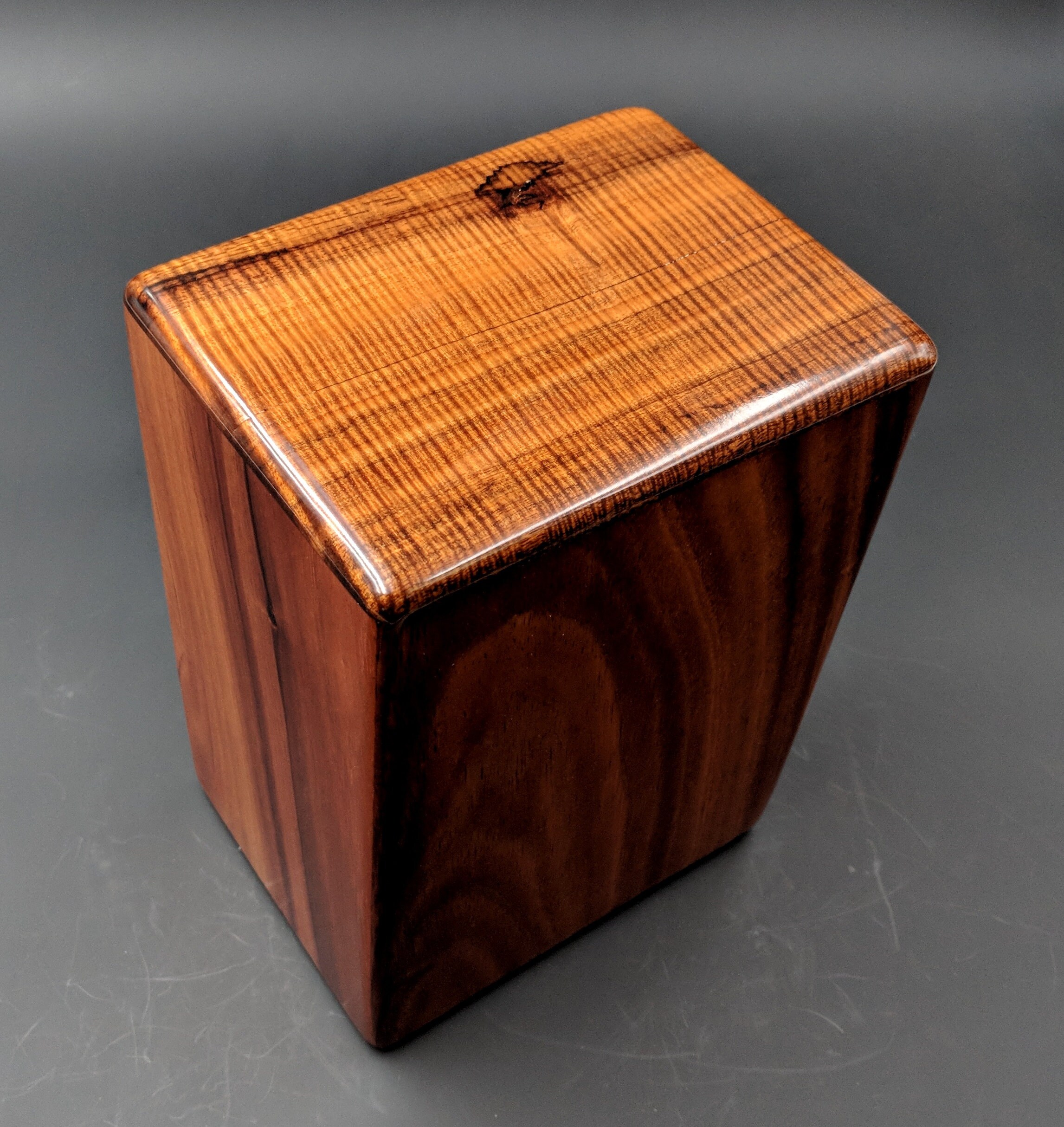 Large Curly Hawaiian Koa Wooden Memorial Cremation Urn... 7wide x 5deep ...