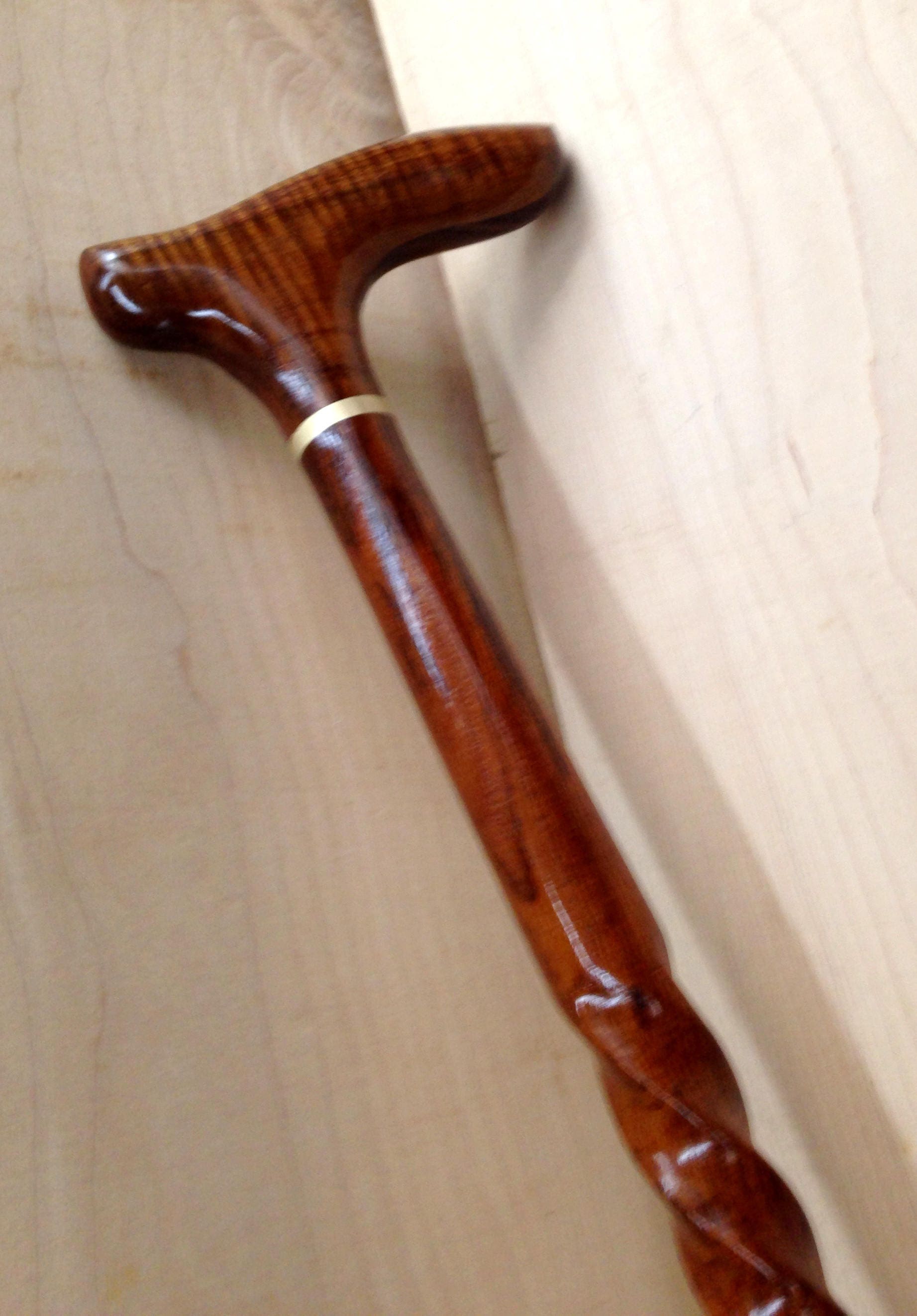 Curly Hawaiian Koa Cane Handle Brown Indian Rosewood Spiral Shaft Cane ...