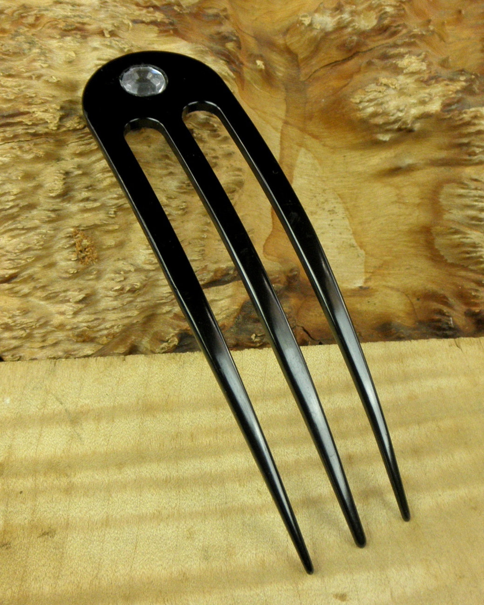 ONE Anodized Aluminum 4.9" Curved 3 Prong Hair Fork Pick Comb Pin Pic ...