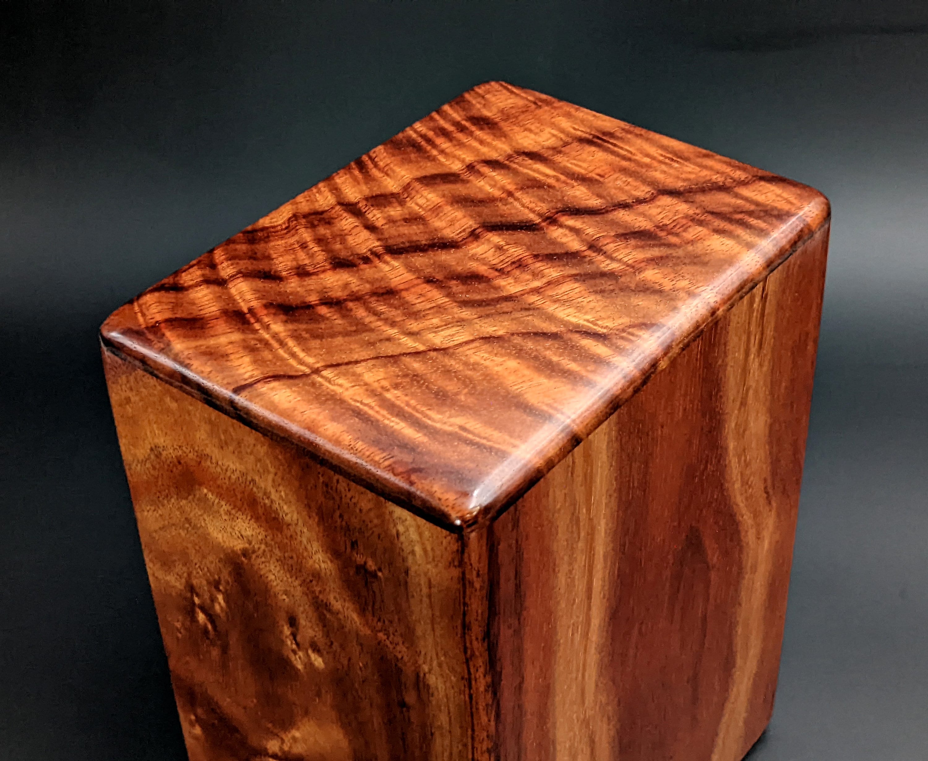 Large Curly Hawaiian Koa Wooden Memorial Cremation Urn... 7wide x 5deep ...