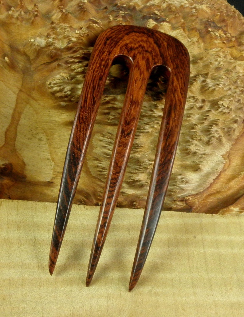 Laos Rosewood 5 Inch Three Prong Curved Hair Fork Deep Red - Etsy