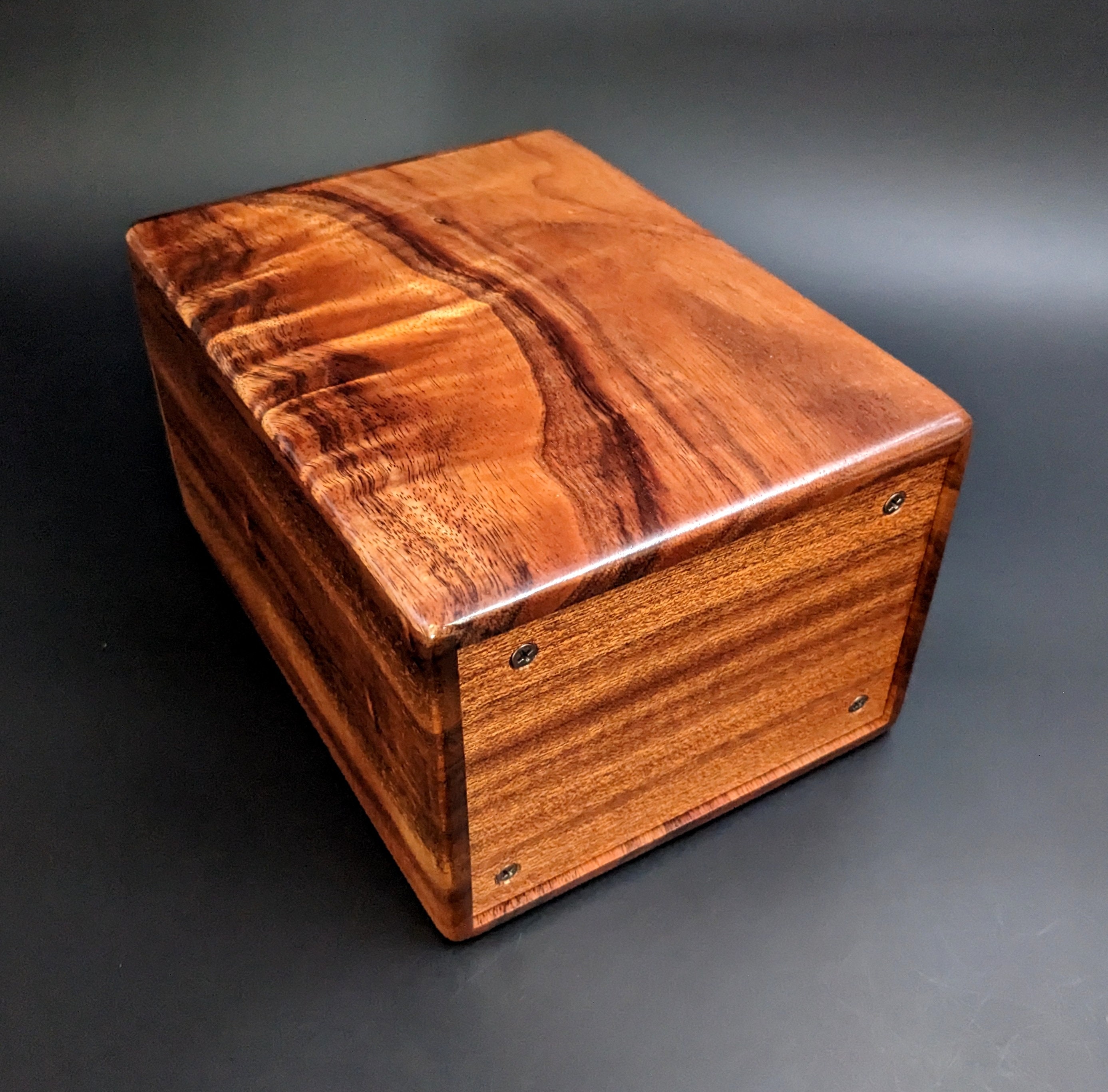 Large Curly Hawaiian Koa Wooden Memorial Cremation Urn... 7wide x 5deep ...
