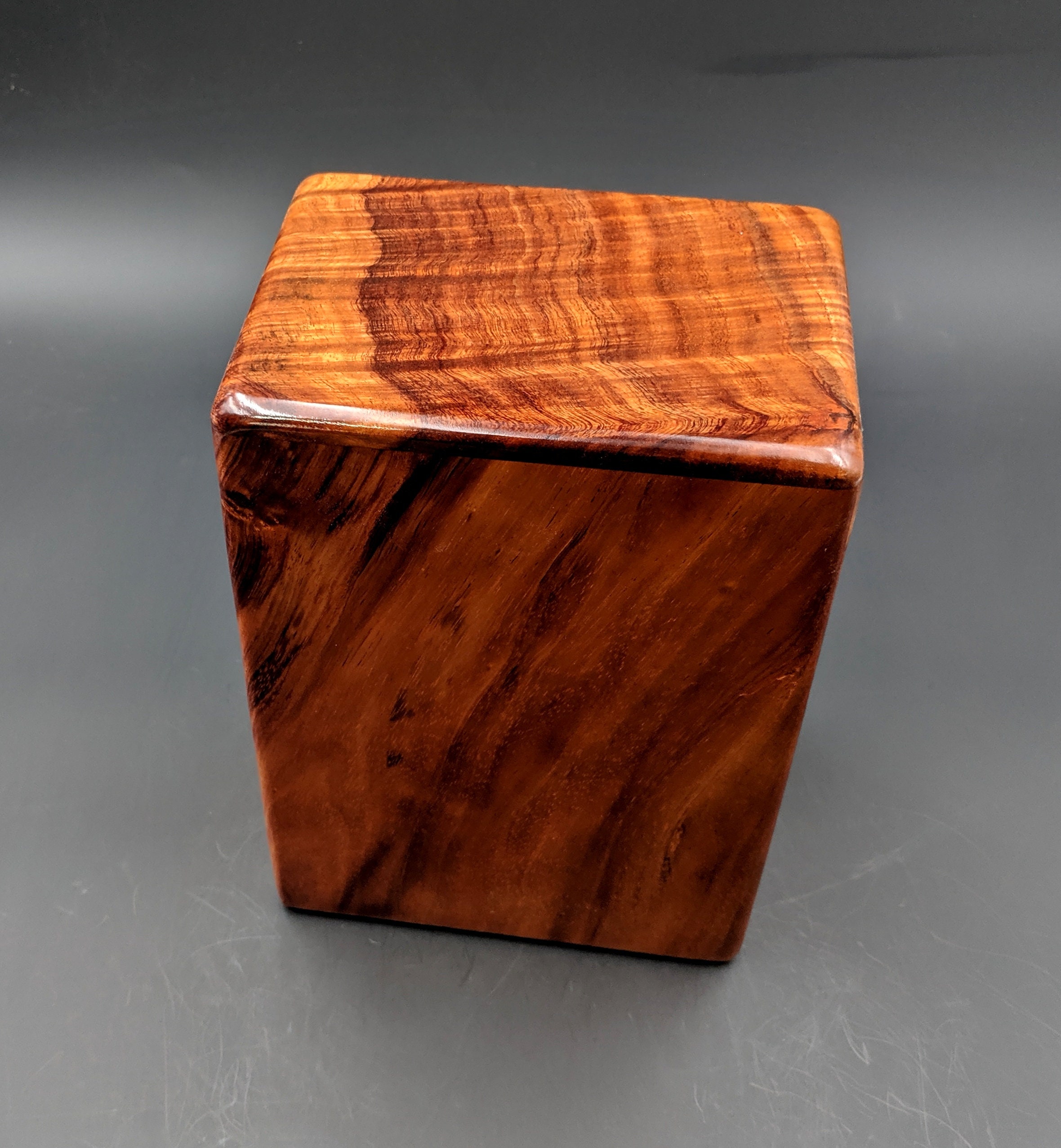 Large Curly Hawaiian Koa Wooden Memorial Cremation Urn... 7wide x 5deep ...