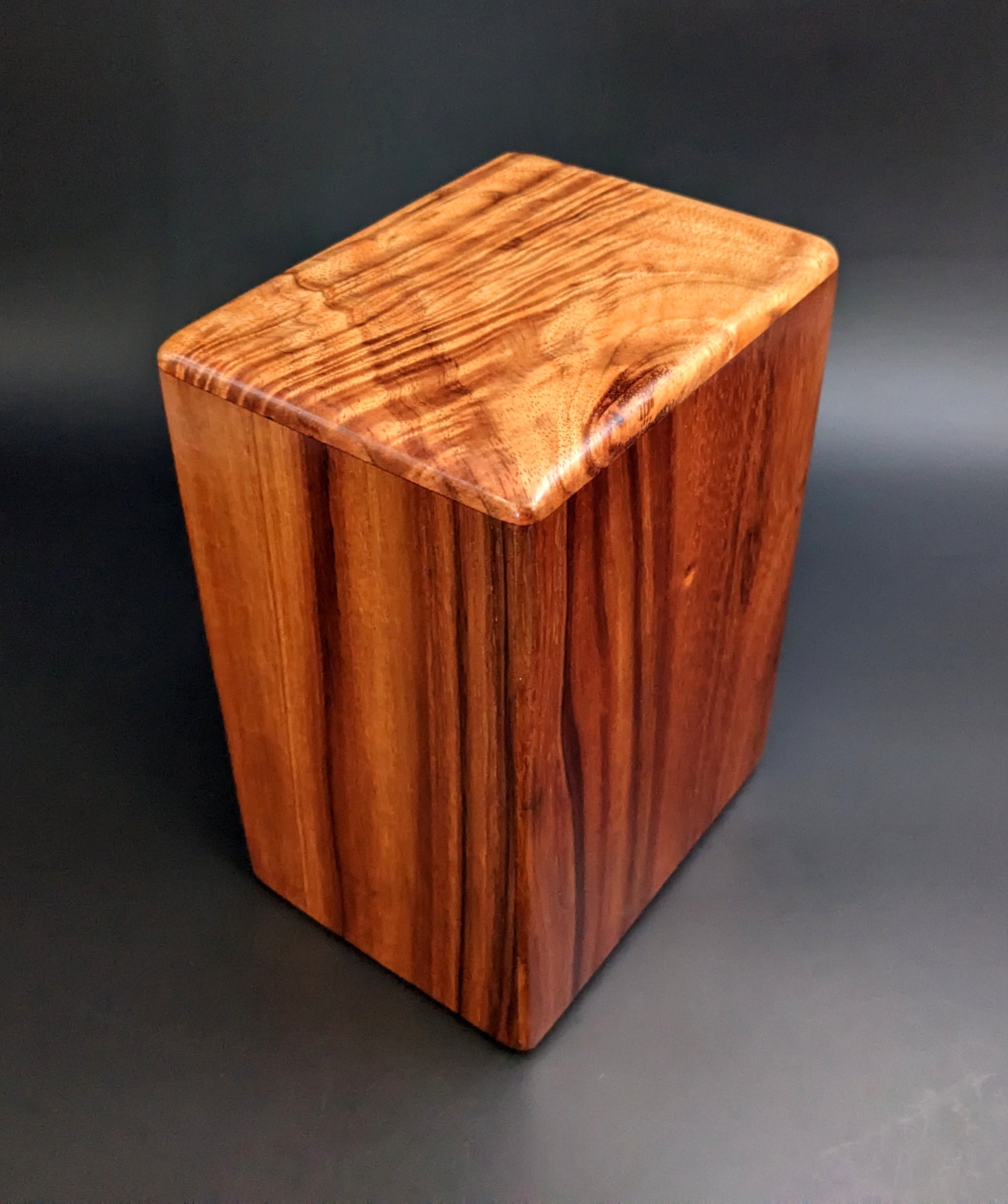 Large Curly Hawaiian Koa Wooden Memorial Cremation Urn... 7wide x 5deep ...
