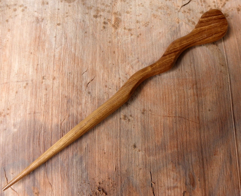 One Teak 6 Inch Handmade Wooden Spiral Hair Stick Pick Pin Pic - Etsy