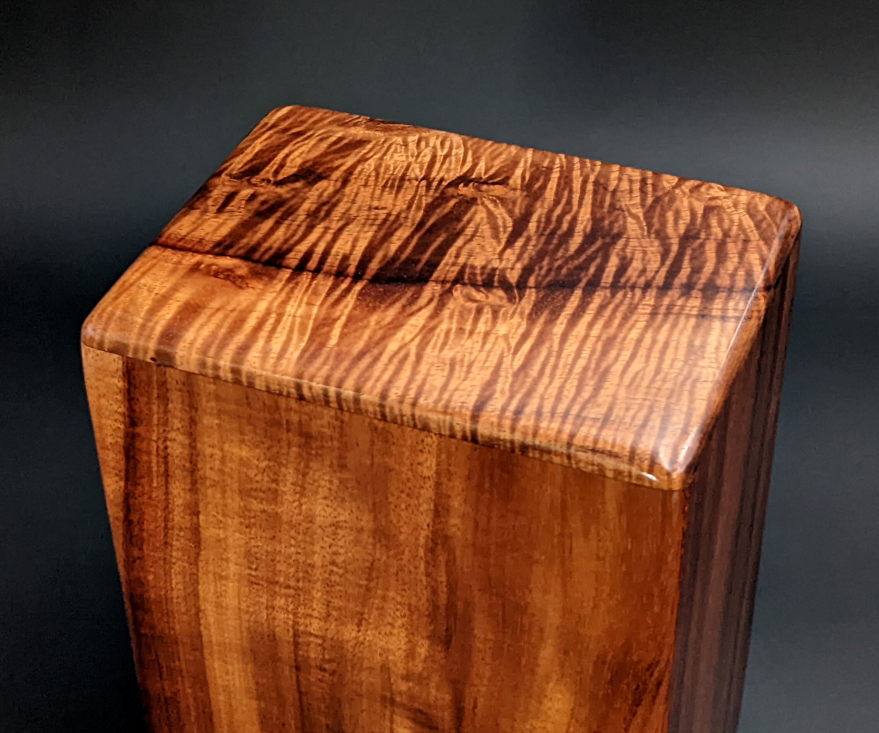 Large Curly Hawaiian Koa Wooden Memorial Cremation Urn... 7wide x 5deep ...