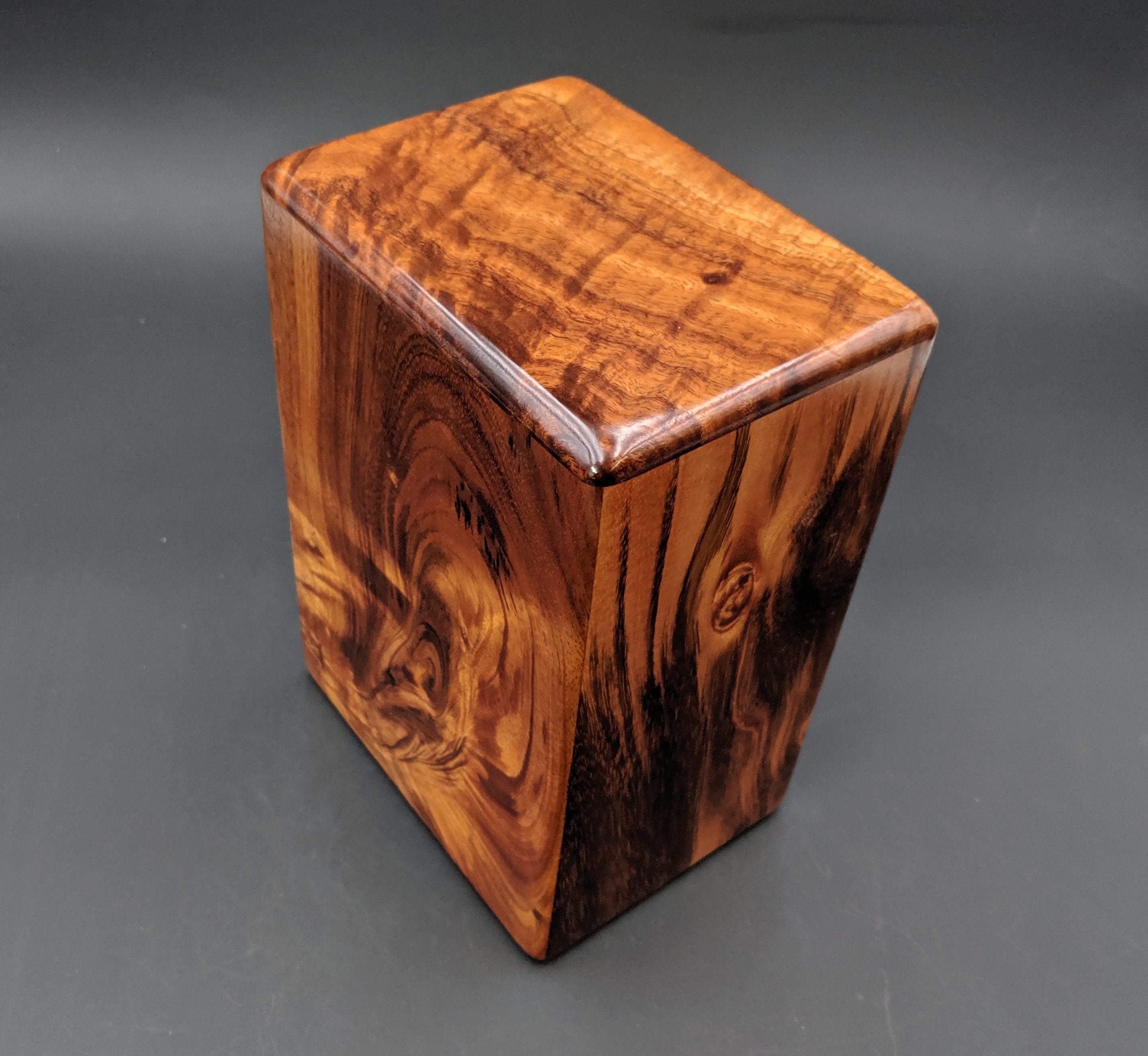 Large Curly Hawaiian Koa Wooden Memorial Cremation Urn... 7wide x 5deep ...