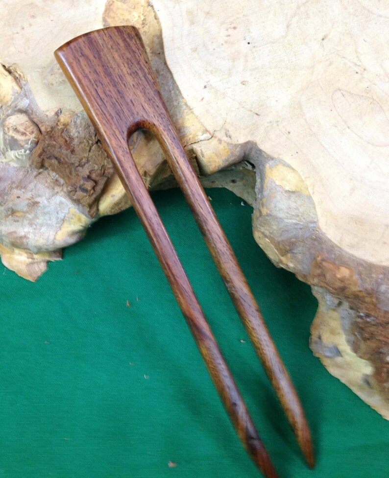 Rosewood 6 Inch Handmade Wooden Straight 2-prong Hair Fork | Etsy