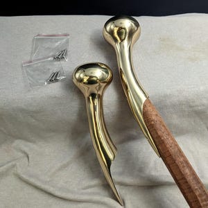 TWO (2) Hames Solid Brass Walking Stick Cane Handle Traditional 8" Long ...