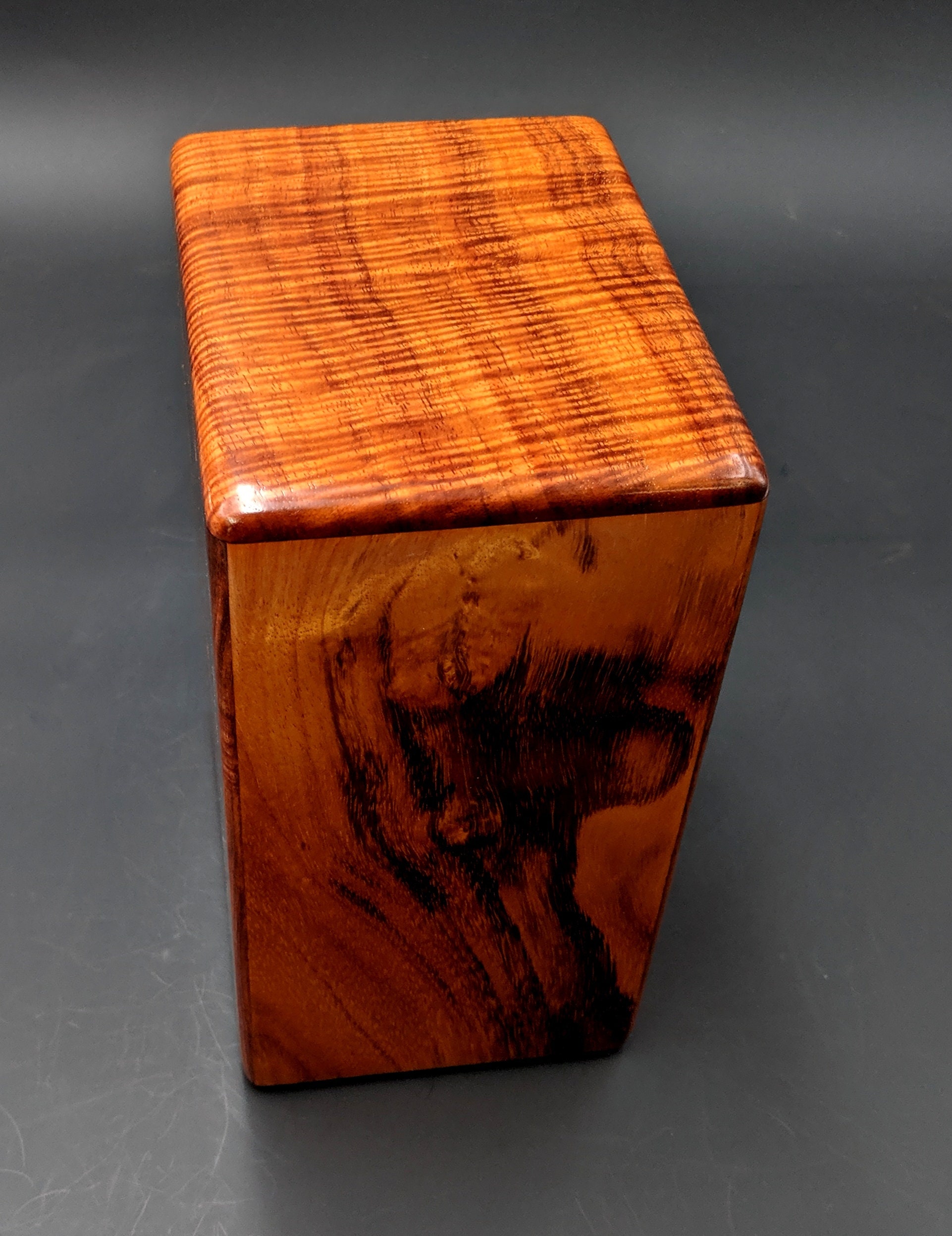 Large Curly Hawaiian Koa Wooden Memorial Cremation Urn... 7wide x 5deep ...