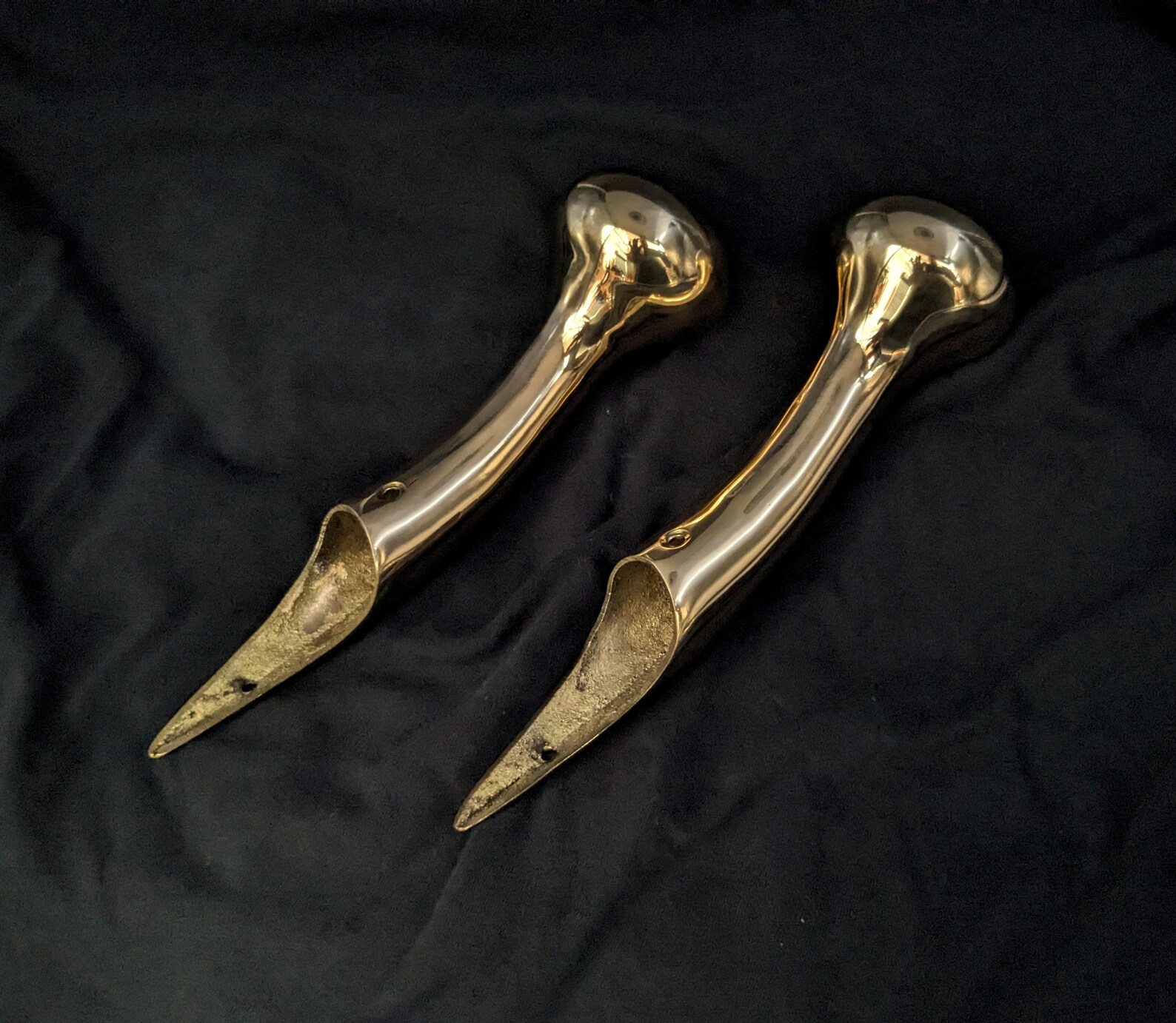TWO (2) Hames Solid Brass Walking Stick Cane Handle Traditional 8" Long ...
