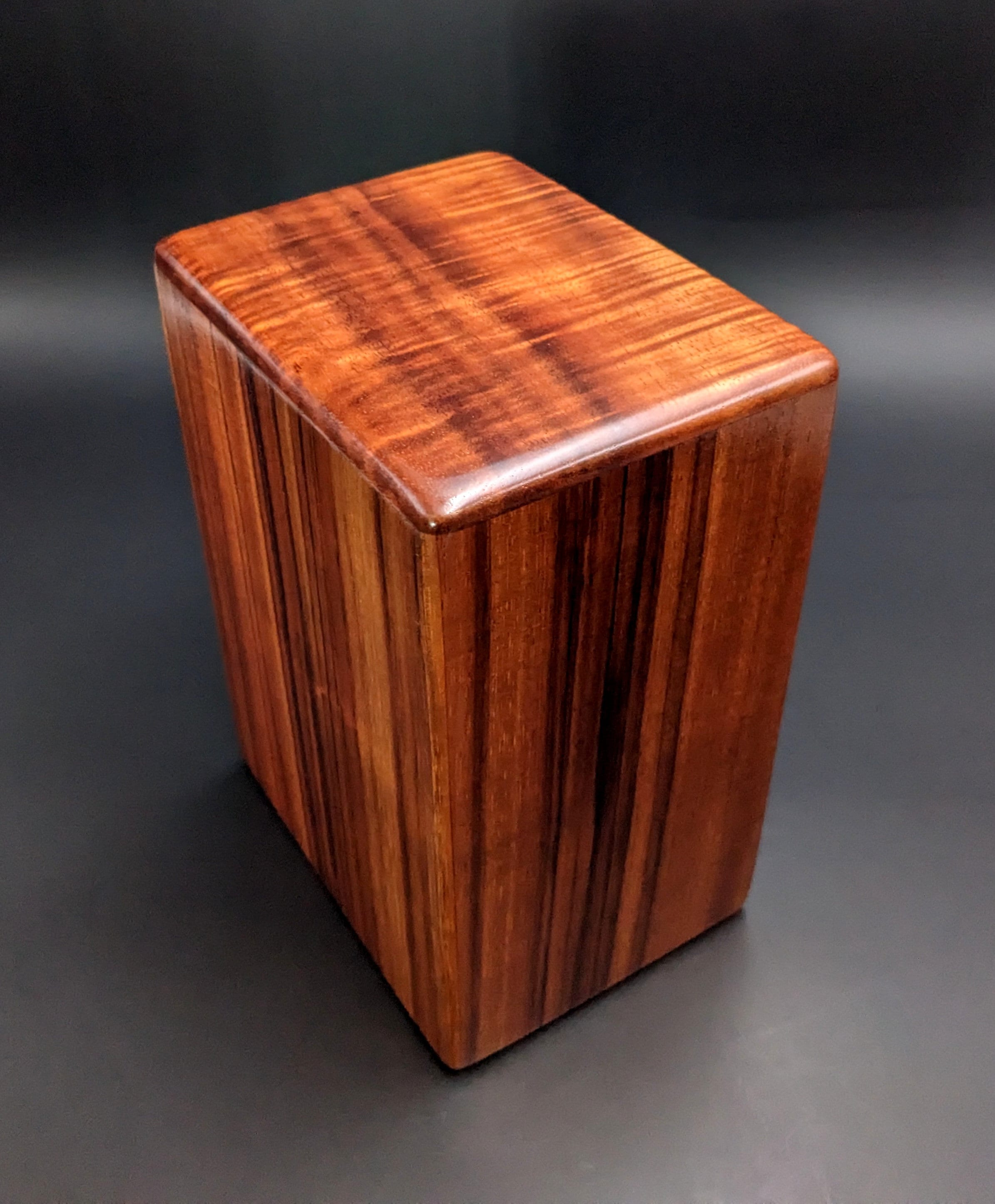 Large Curly Hawaiian Koa Wooden Memorial Cremation Urn... 7wide x 5deep ...