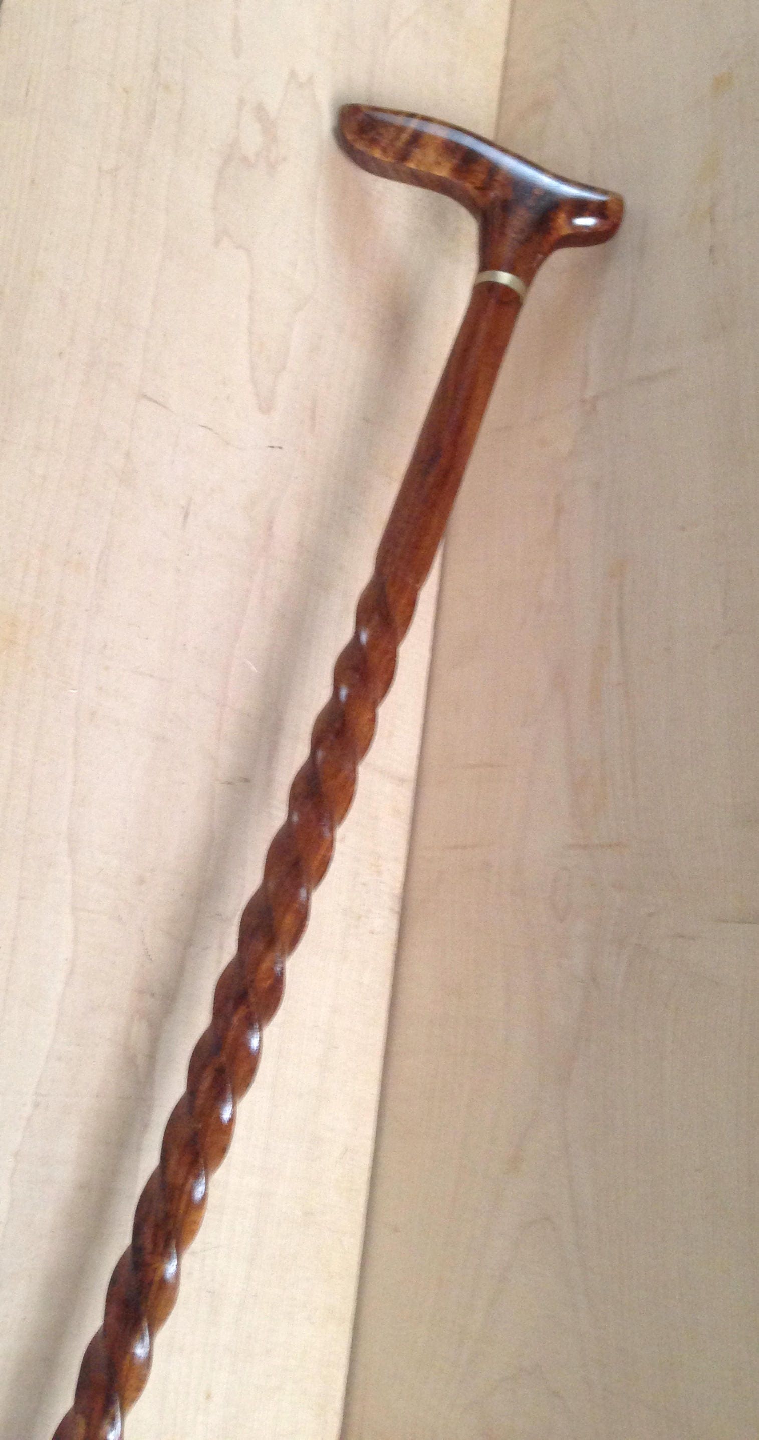 Curly Hawaiian Koa Cane Handle Brown Indian Rosewood Spiral Shaft Cane ...