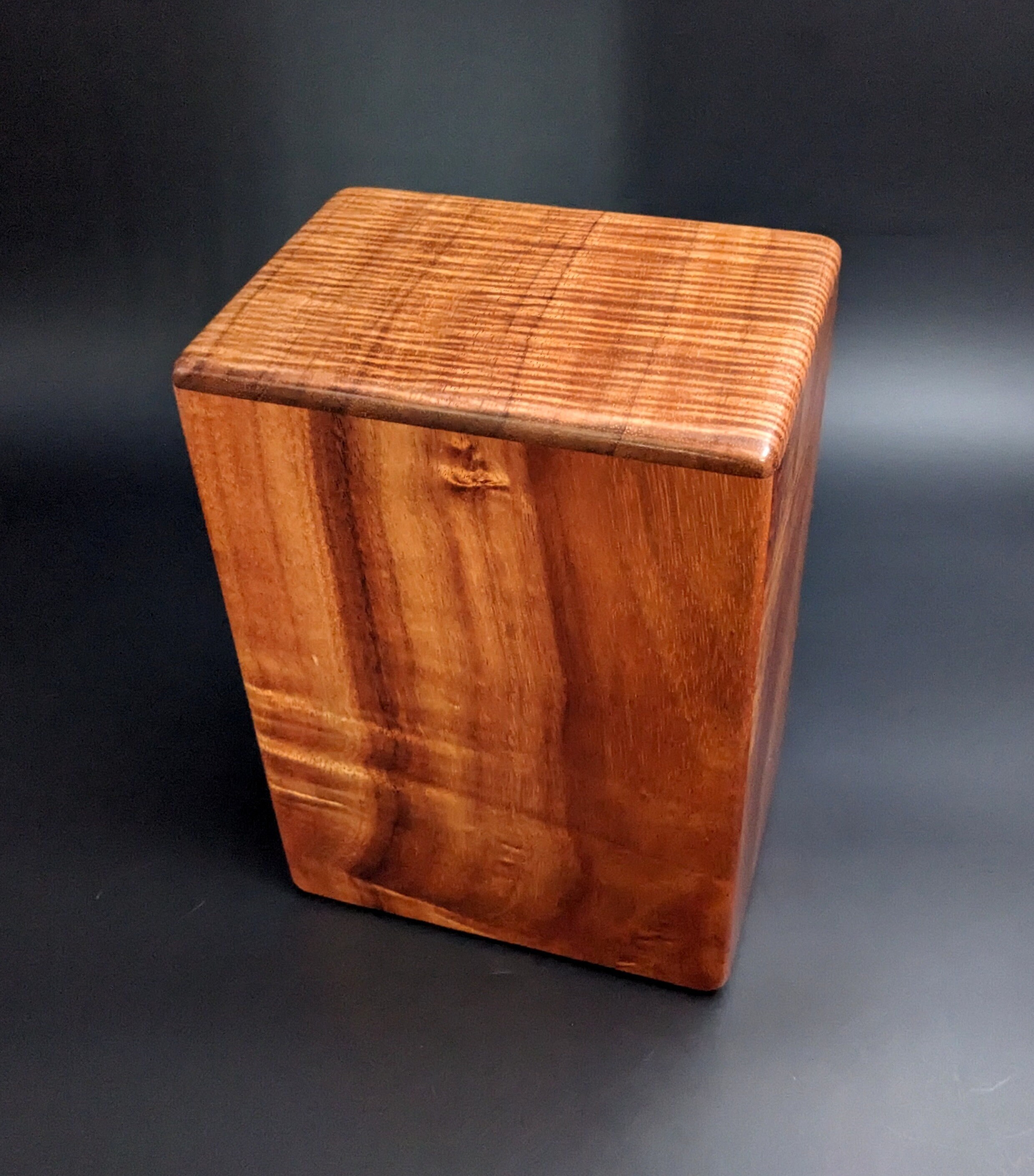 Large Curly Hawaiian Koa Wooden Memorial Cremation Urn... 6.5wide x ...