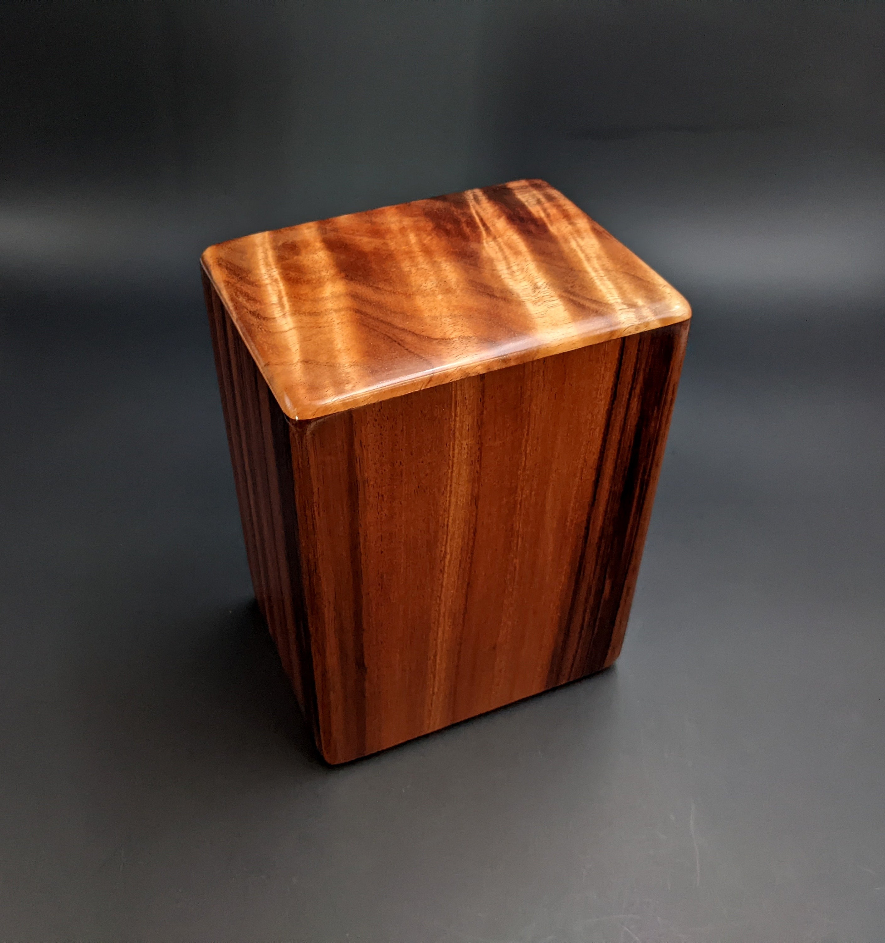 Large Curly Hawaiian Koa Wooden Memorial Cremation Urn... 7wide x 5deep ...