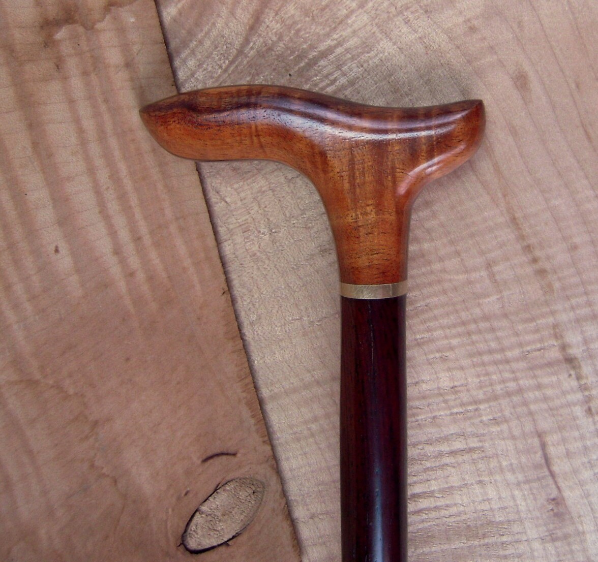 Curly Hawaiian Koa Cane HandleTurned Cocobolo Rosewood Shaft Cane ...