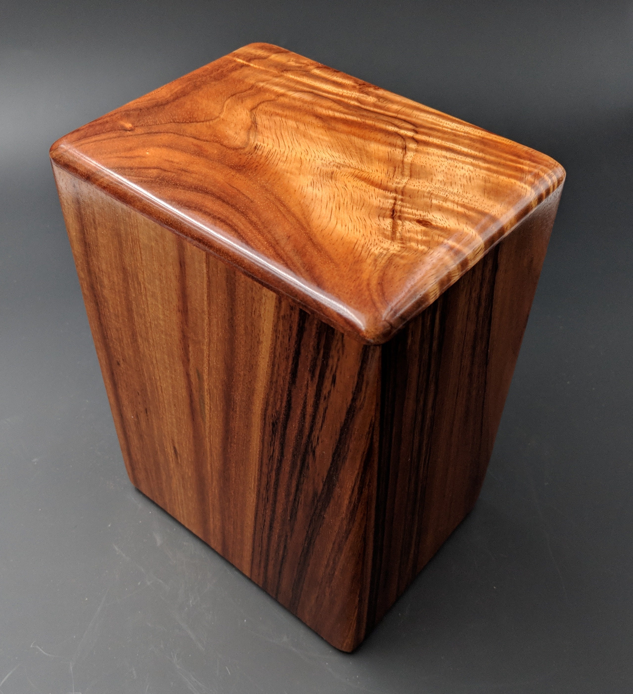 Large Curly Hawaiian Koa Wooden Memorial Cremation Urn... 7wide x 5deep ...