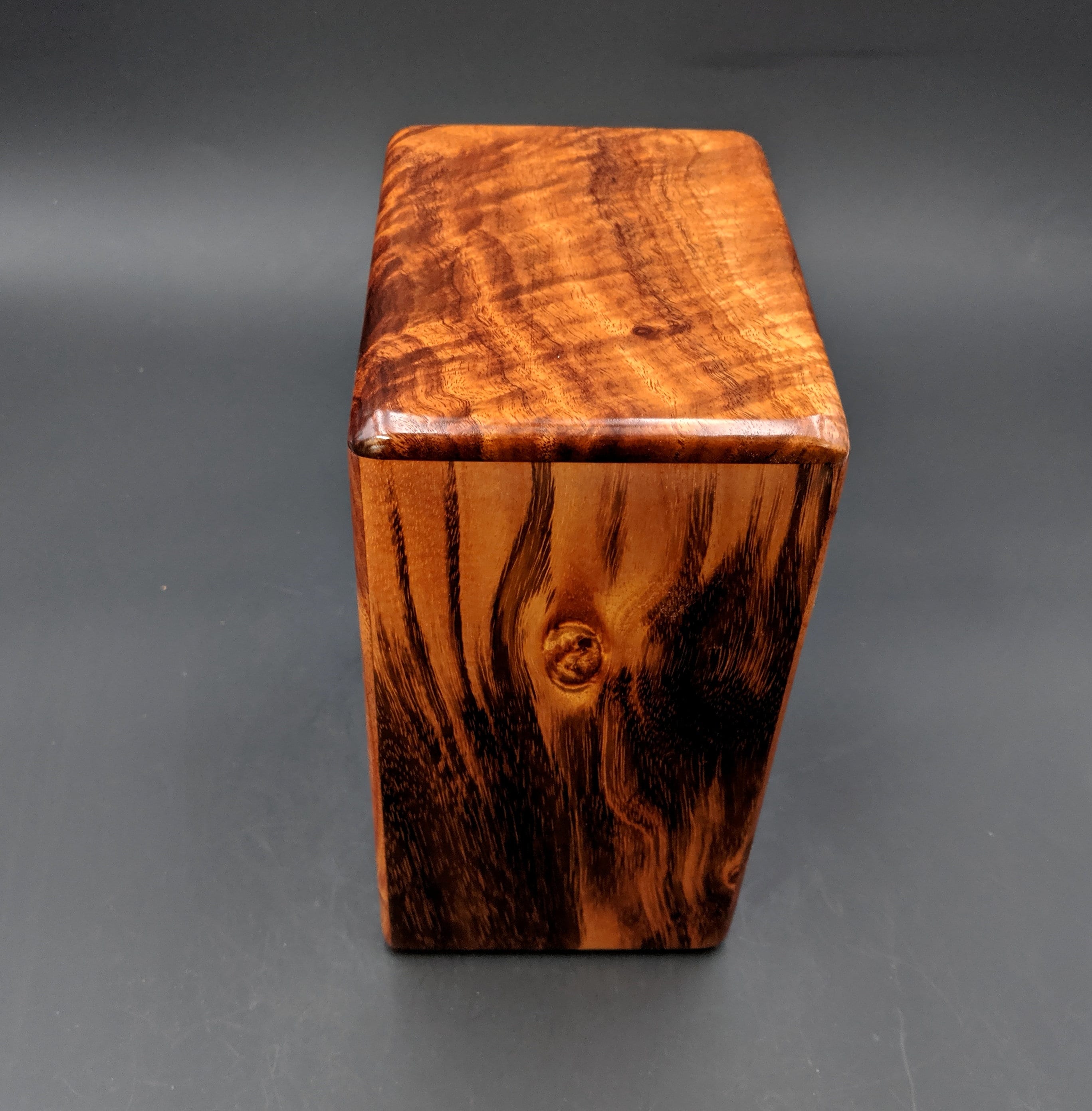 Large Curly Hawaiian Koa Wooden Memorial Cremation Urn... 7wide x 5deep ...