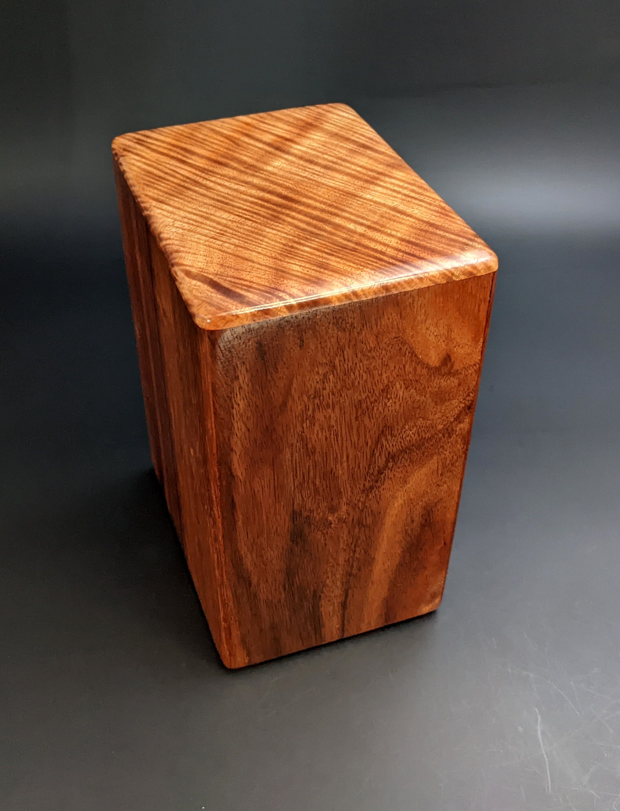 Large Curly Hawaiian Koa Wooden Memorial Cremation Urn... 7wide x 5deep ...