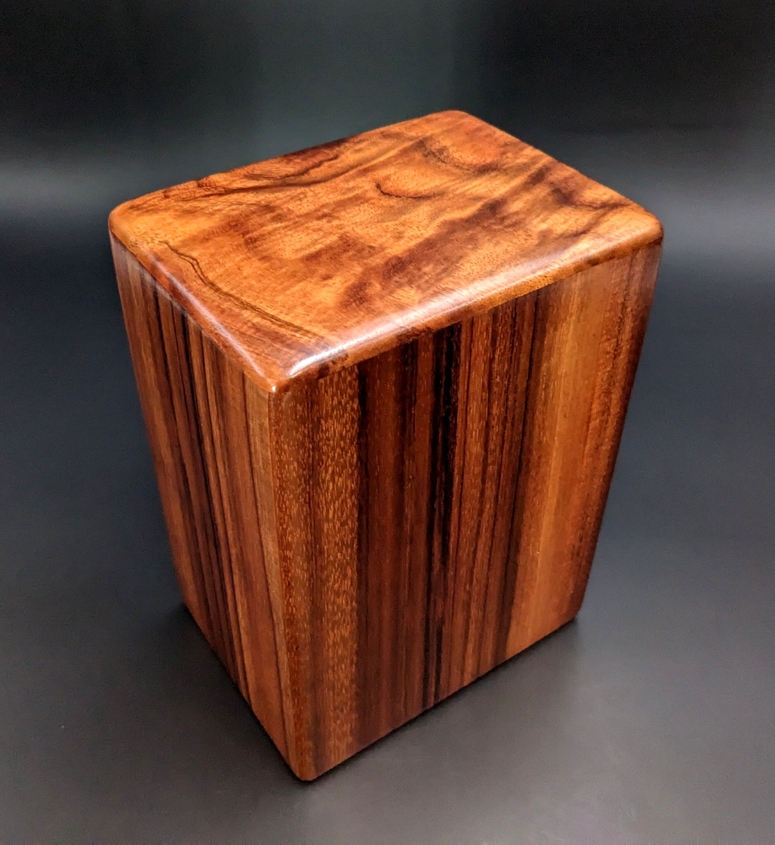 Large Curly Hawaiian Koa Wooden Memorial Cremation Urn... 7wide x 5deep ...