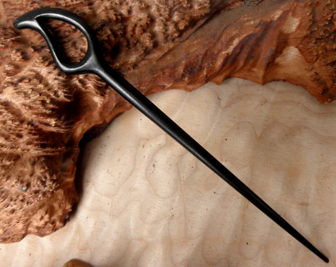 Ebony 7 3/4 Inch Long Handmade Black "raindrop" Hair Stick Pin Pic ...