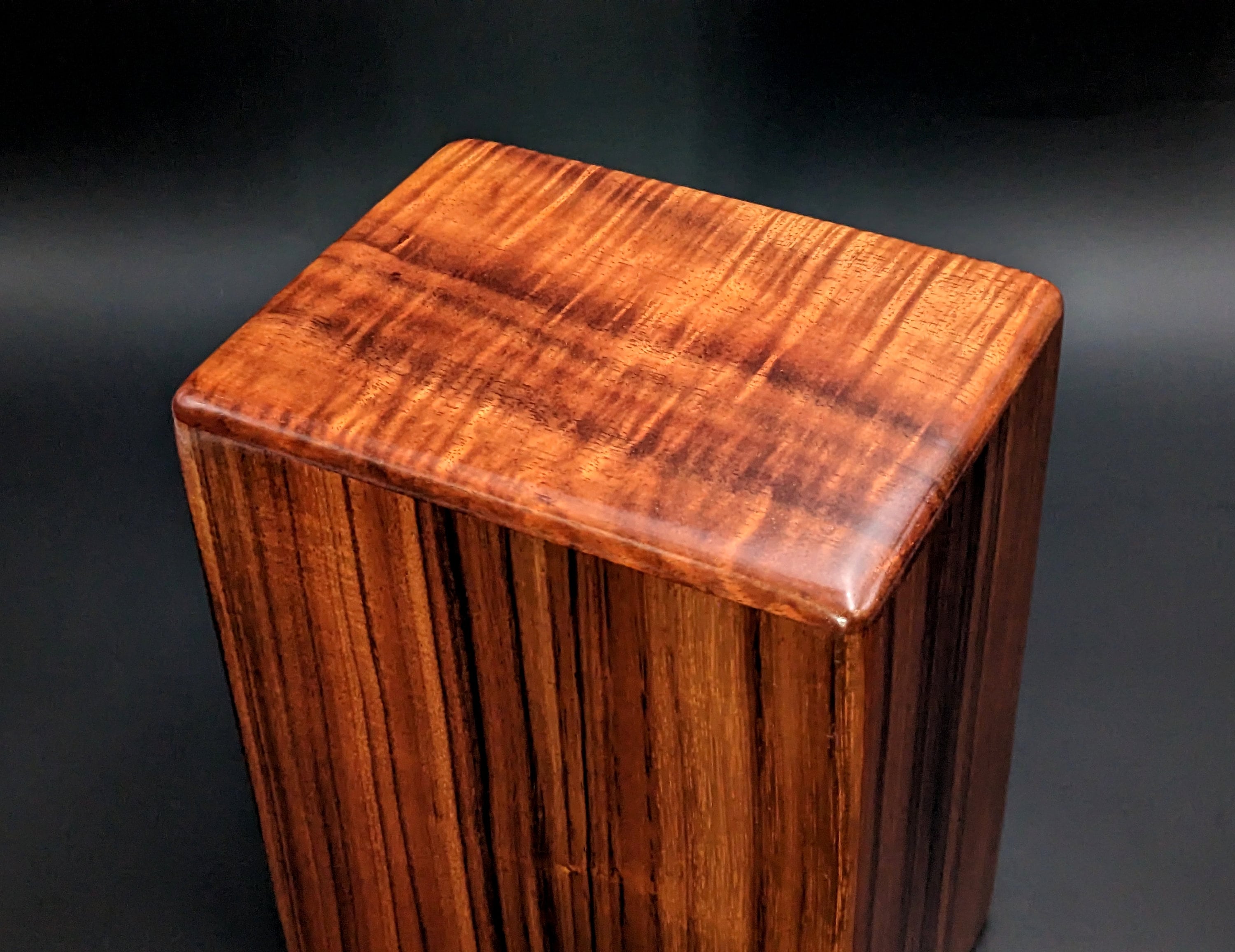 Large Curly Hawaiian Koa Wooden Memorial Cremation Urn... 7wide x 5deep ...