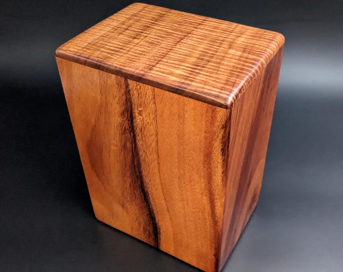 Large Curly Hawaiian Koa Wooden Memorial Cremation Urn... 6.5"wide X 5 ...