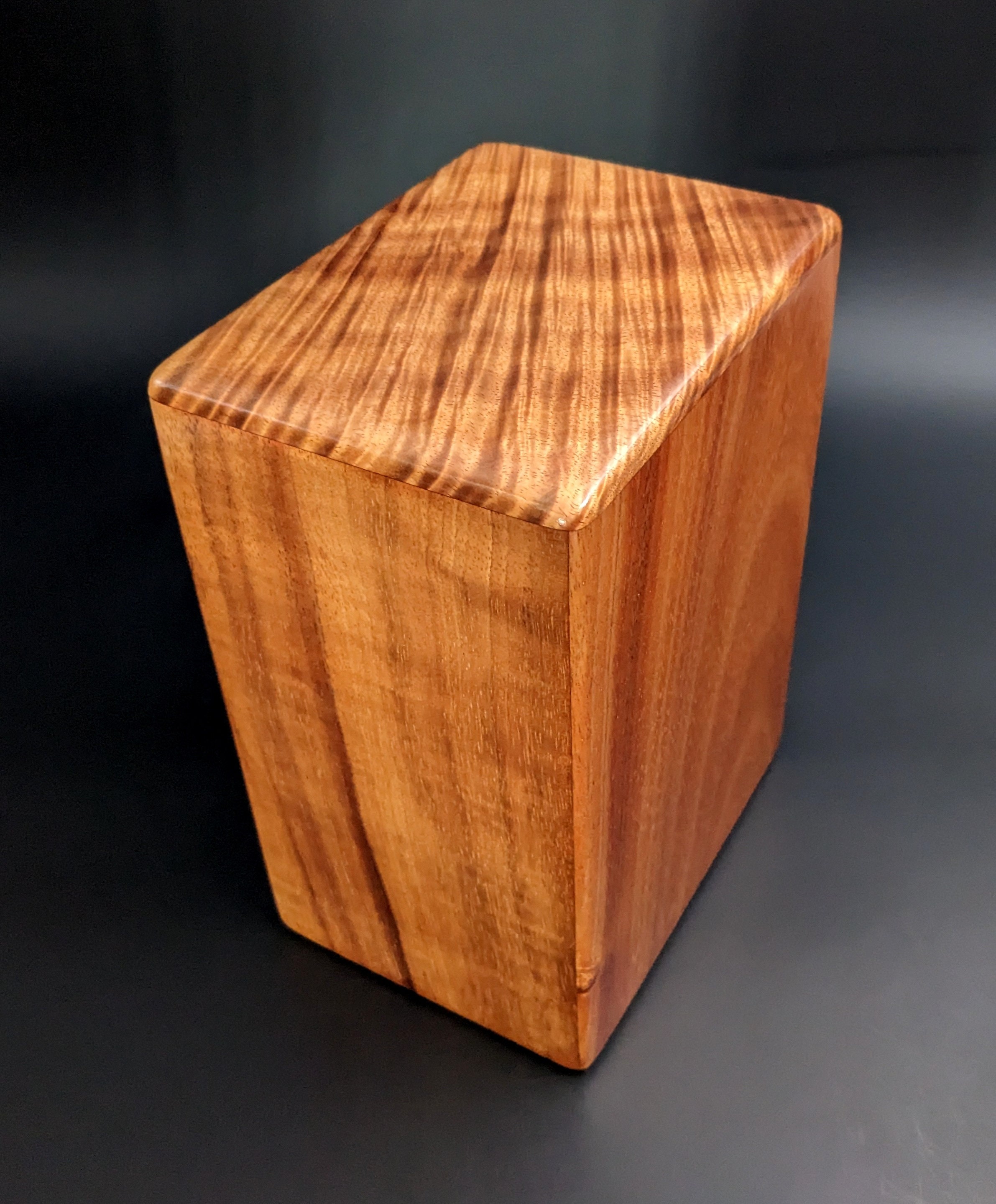Large Curly Hawaiian Koa Wooden Memorial Cremation Urn... 7wide x 5deep ...