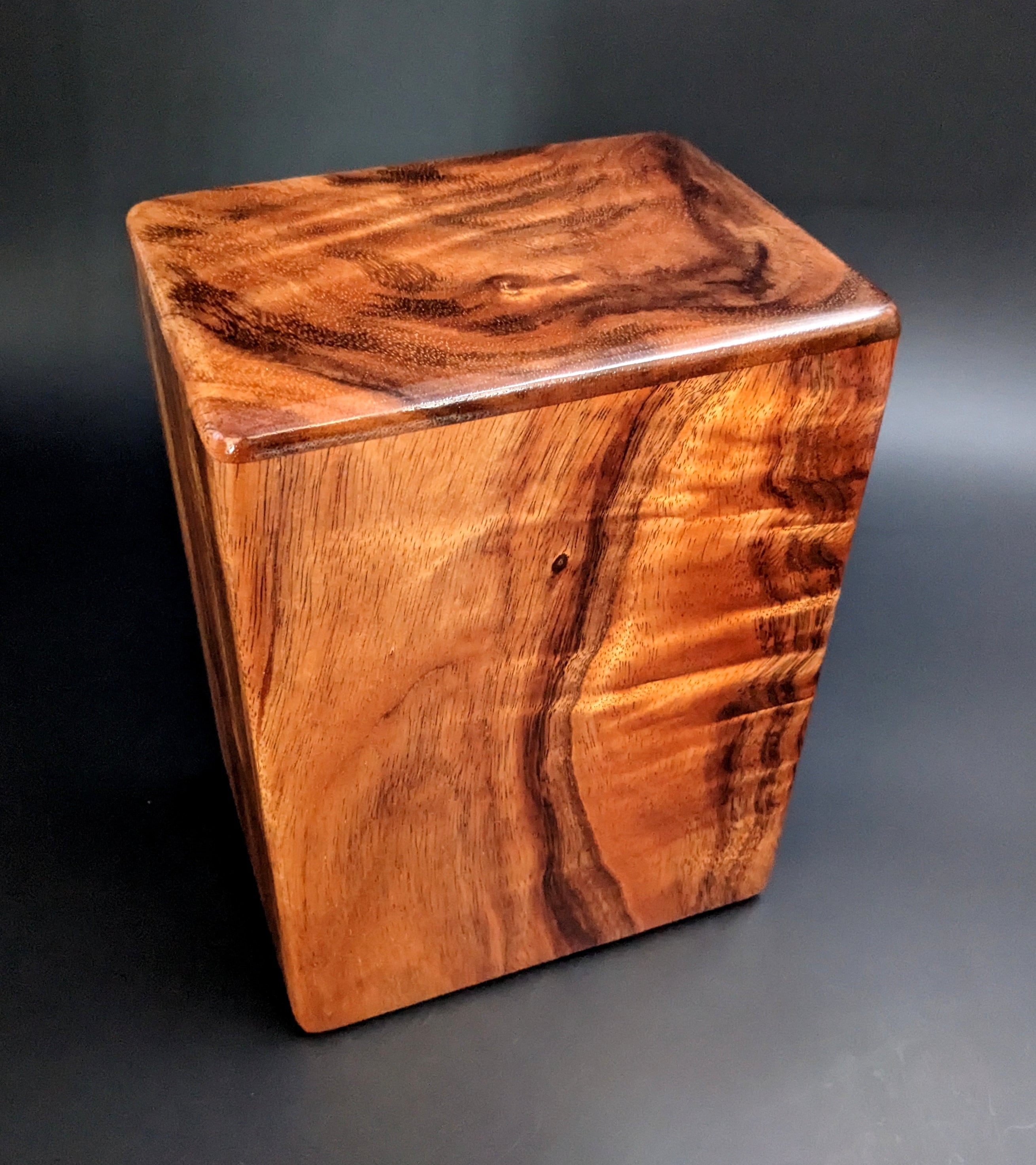 Large Curly Hawaiian Koa Wooden Memorial Cremation Urn... 7wide x 5deep ...