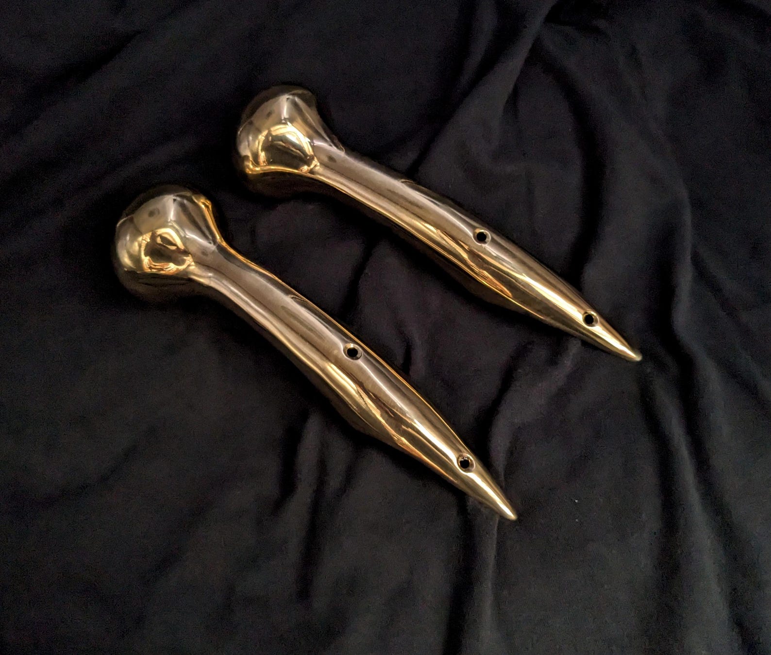 TWO (2) Hames Solid Brass Walking Stick Cane Handle Traditional 8" Long ...