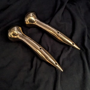 TWO (2) Hames Solid Brass Walking Stick Cane Handle Traditional 8" Long ...