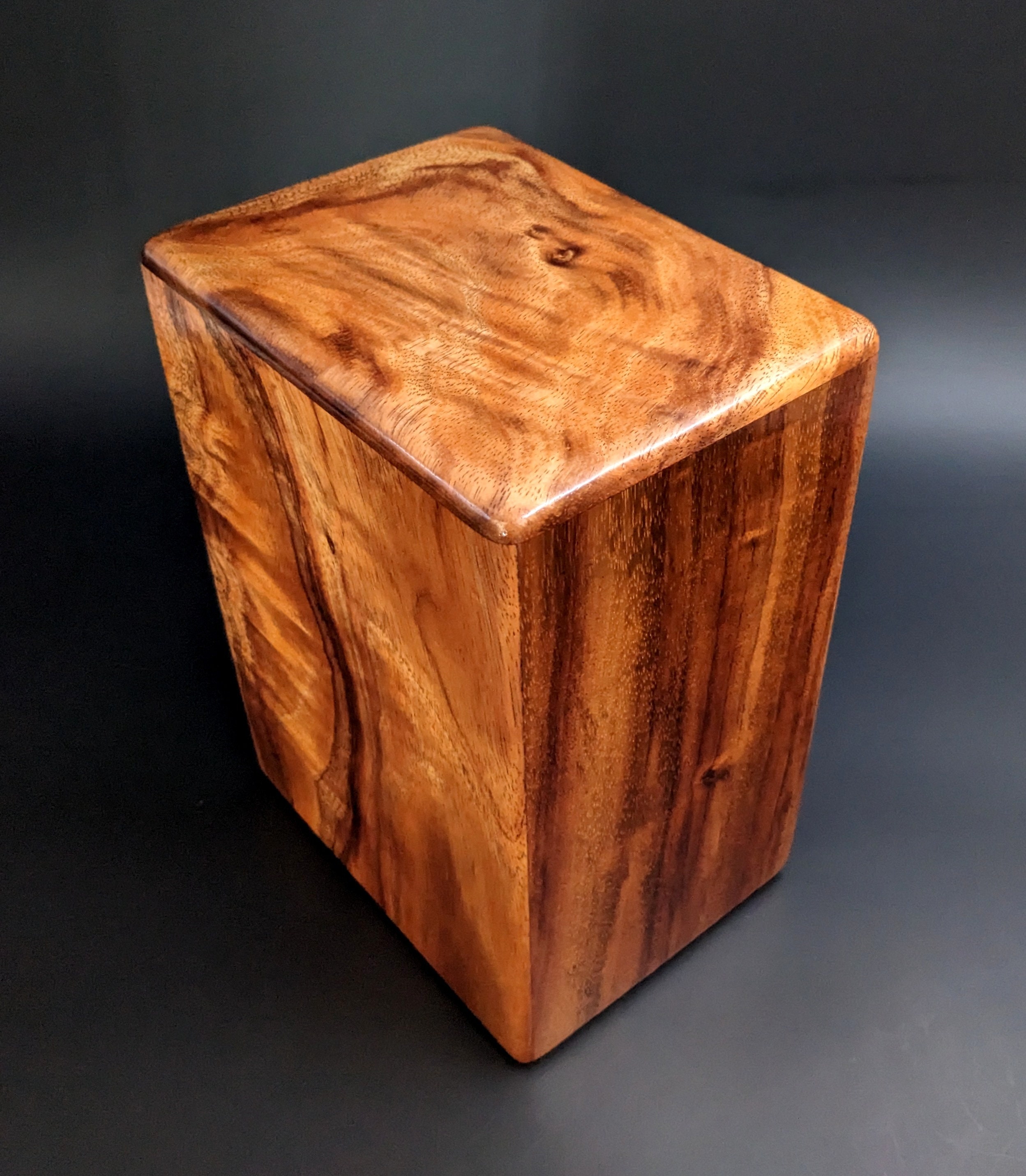 Large Curly Hawaiian Koa Wooden Memorial Cremation Urn... 7wide x 5deep ...