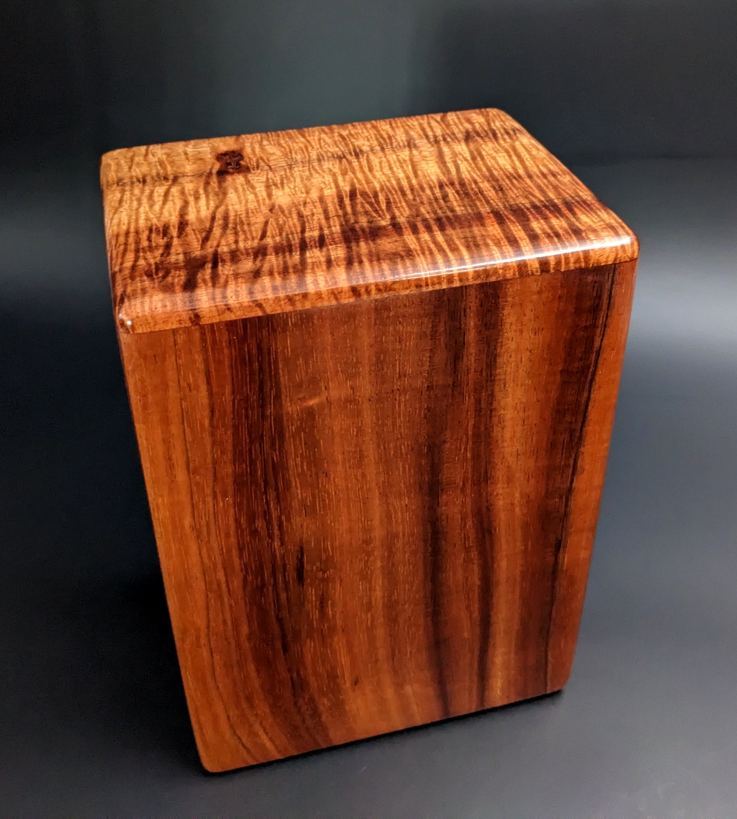 Large Curly Hawaiian Koa Wooden Memorial Cremation Urn... 7wide x 5deep ...