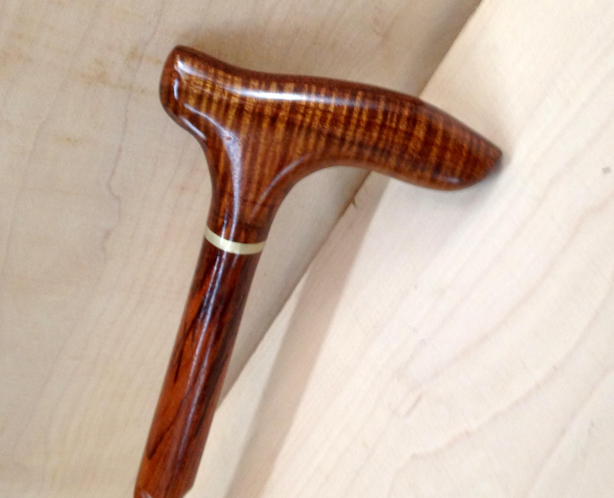 Curly Hawaiian Koa Cane Handle Brown Indian Rosewood Spiral Shaft Cane ...