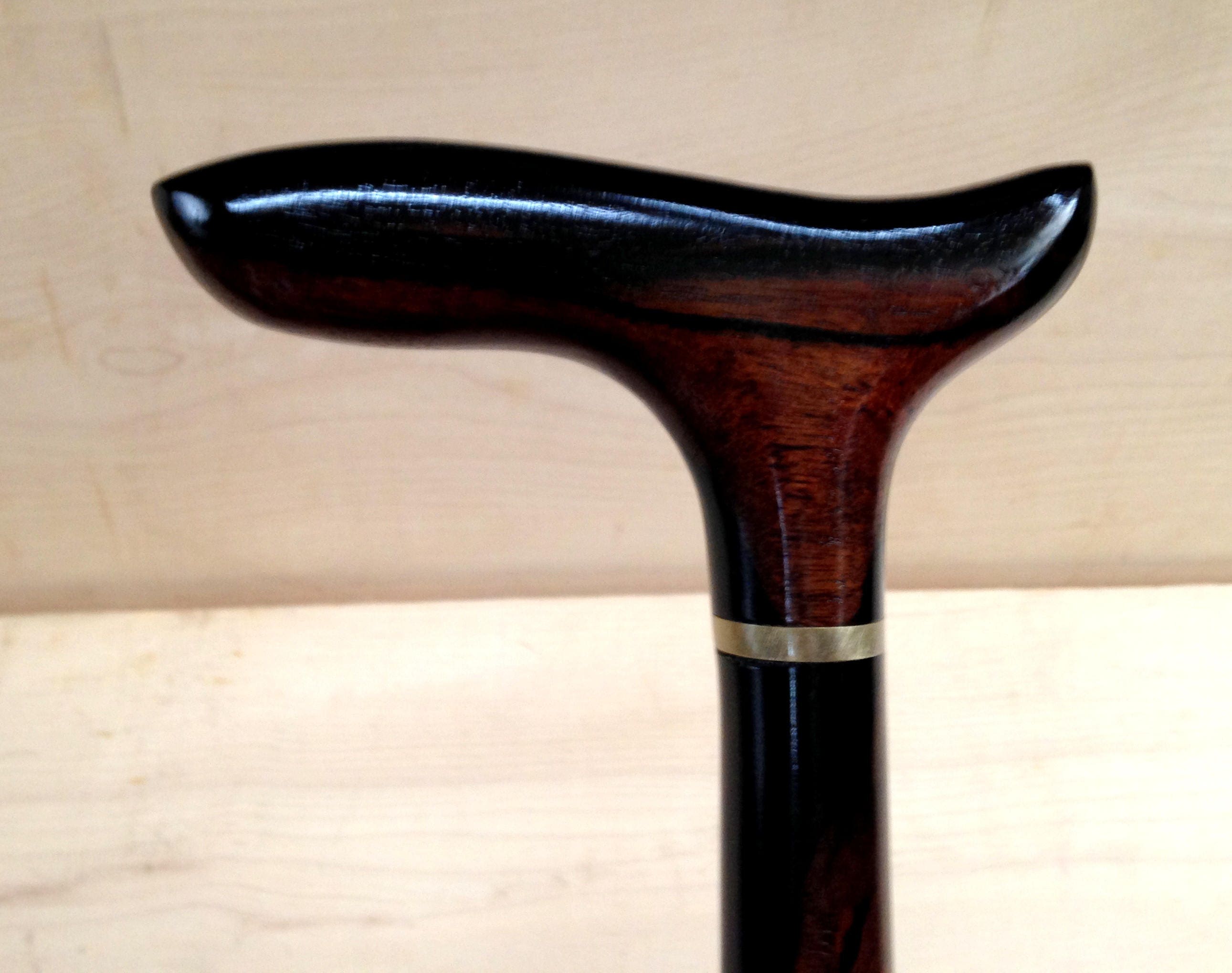 Ebony Walking Stick Cane 36 1/2 Black Dark Brown Stripes Turned Ebony ...