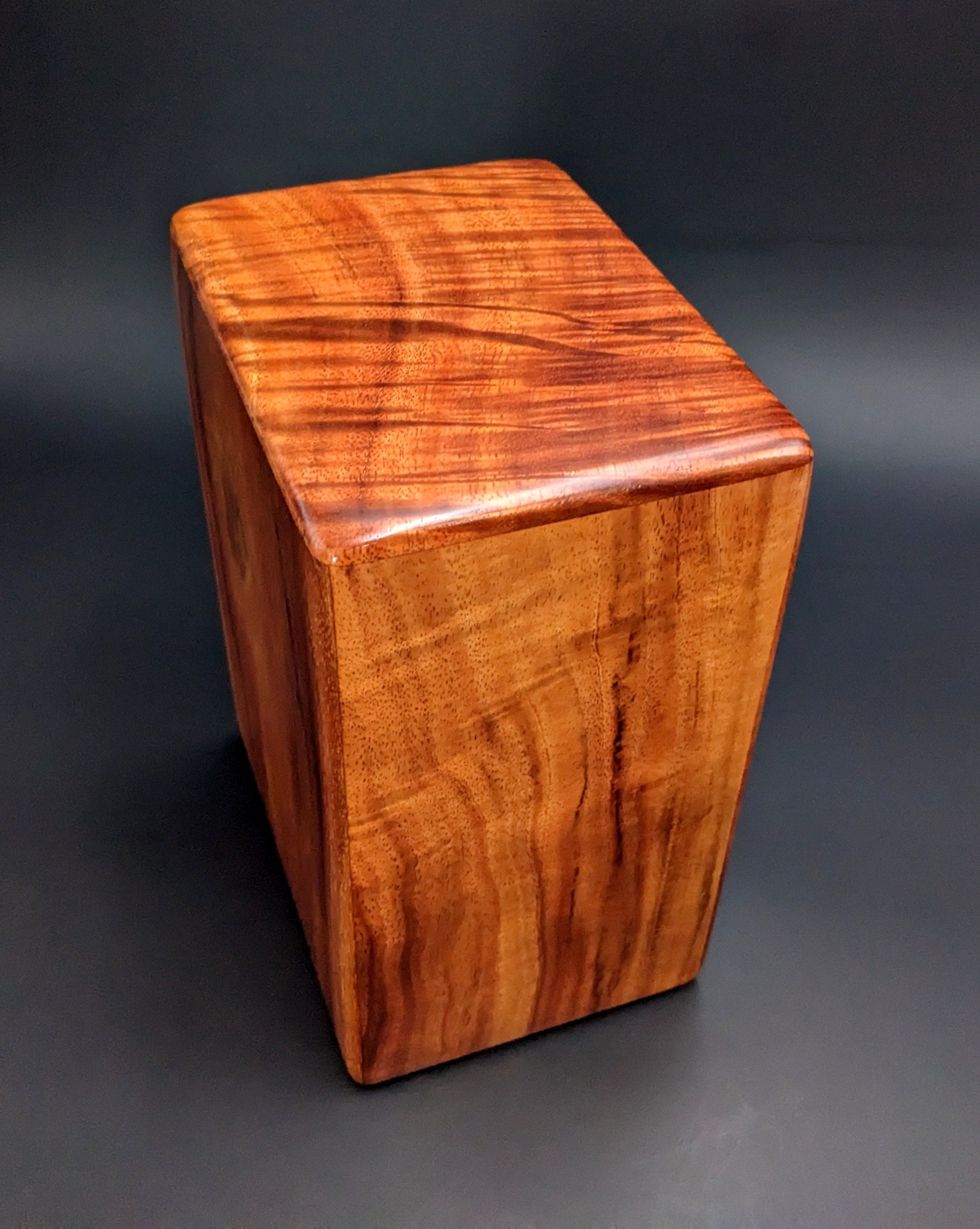 Large Curly Hawaiian Koa Wooden Memorial Cremation Urn... 7wide x 5deep ...