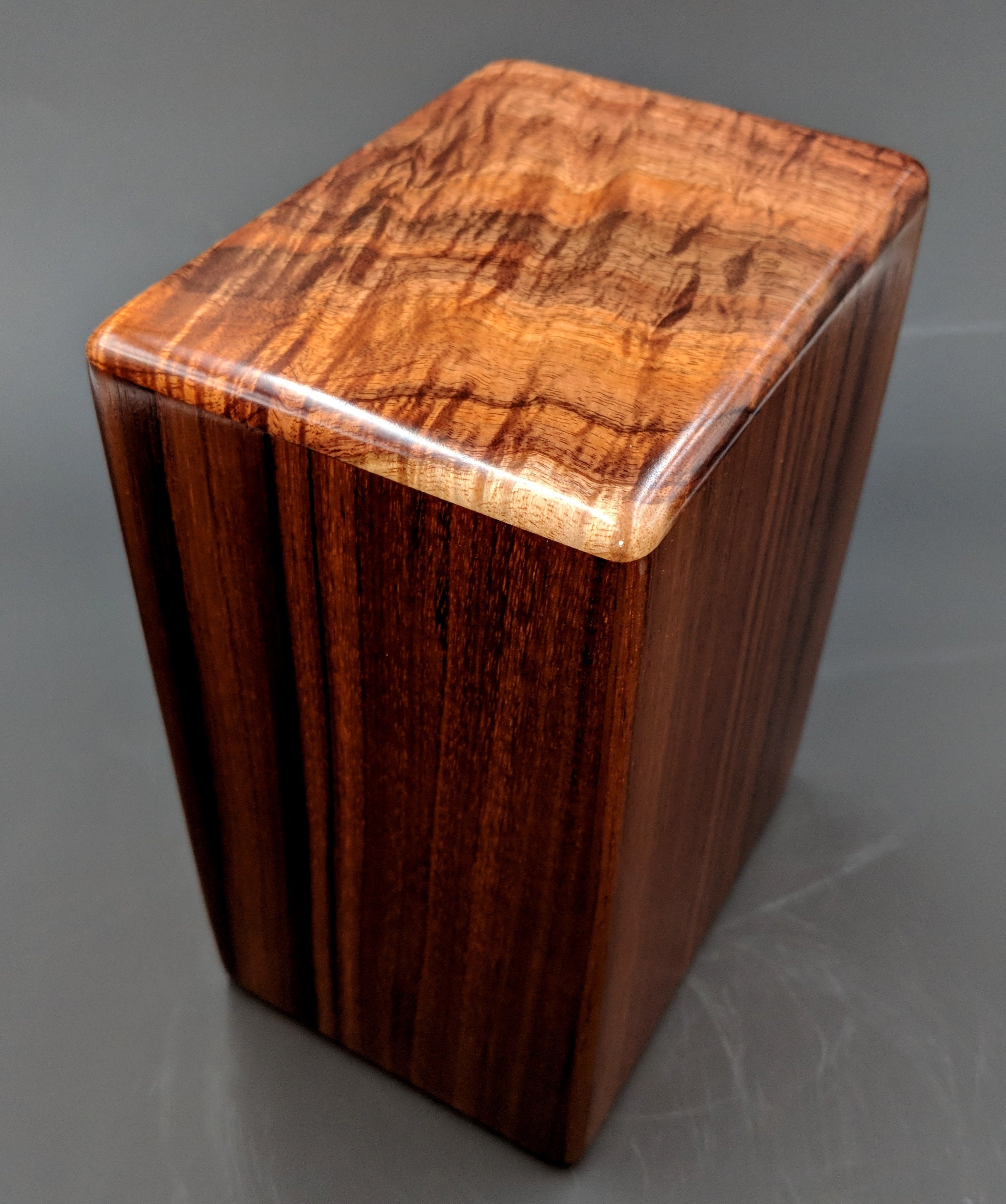 Large Curly Hawaiian Koa Wooden Memorial Cremation Urn... 7wide x 5deep ...