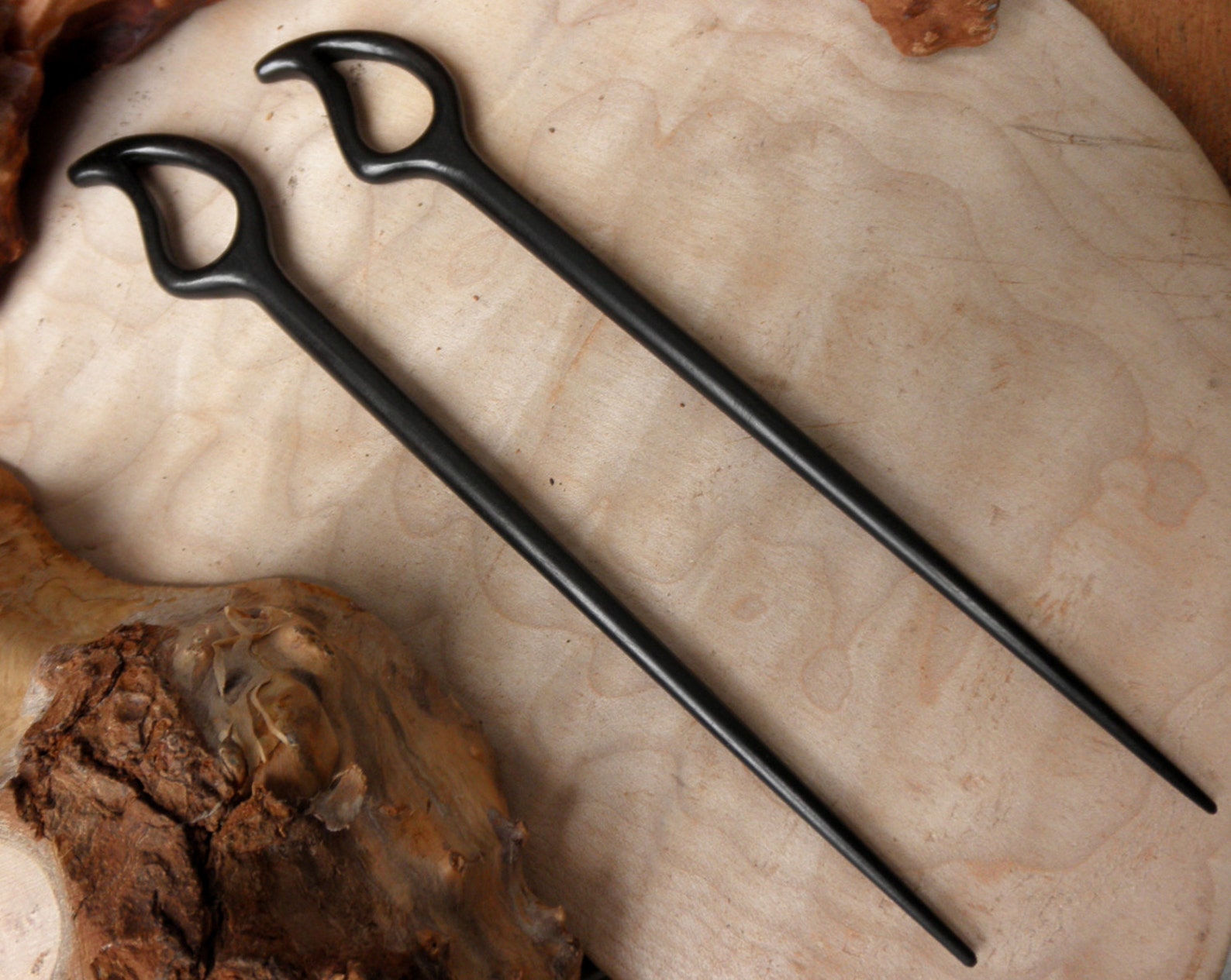 2 Ebony 7 3/4 Inch Long Handmade "raindrop" Hair Stick - Etsy