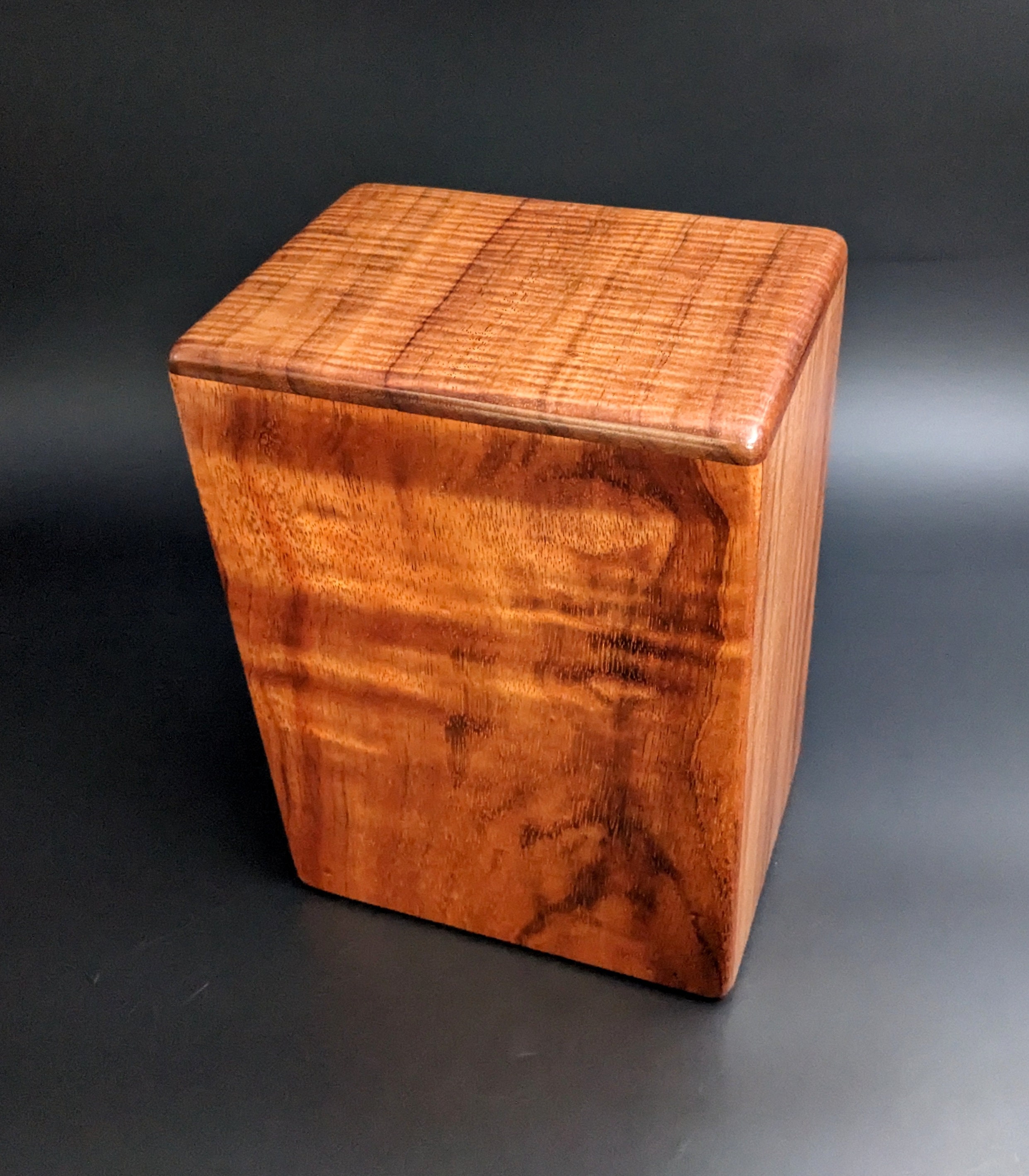 Large Curly Hawaiian Koa Wooden Memorial Cremation Urn... 7wide x 5deep ...
