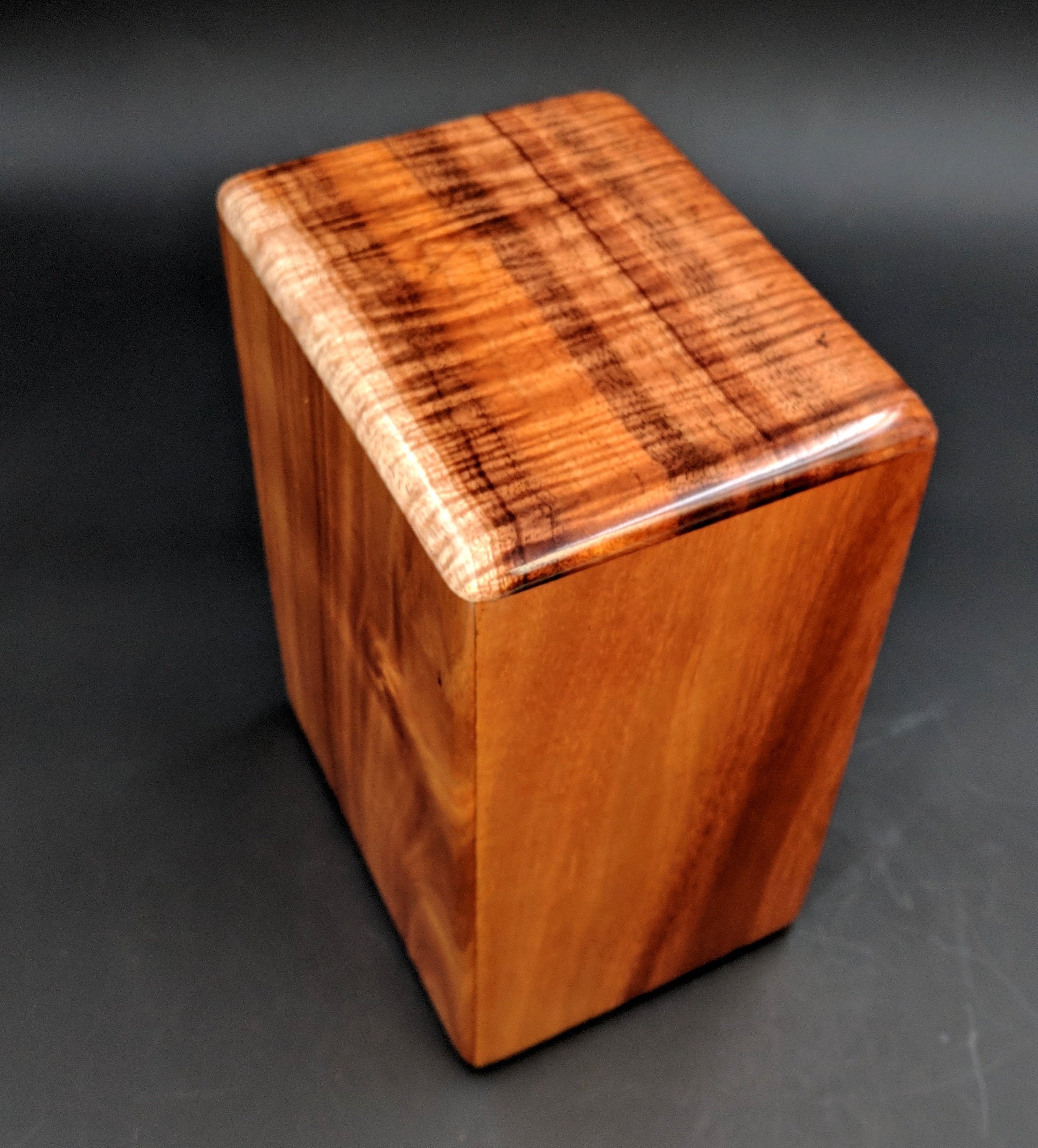 Large Curly Hawaiian Koa Wooden Memorial Cremation Urn... 7wide x 5deep ...