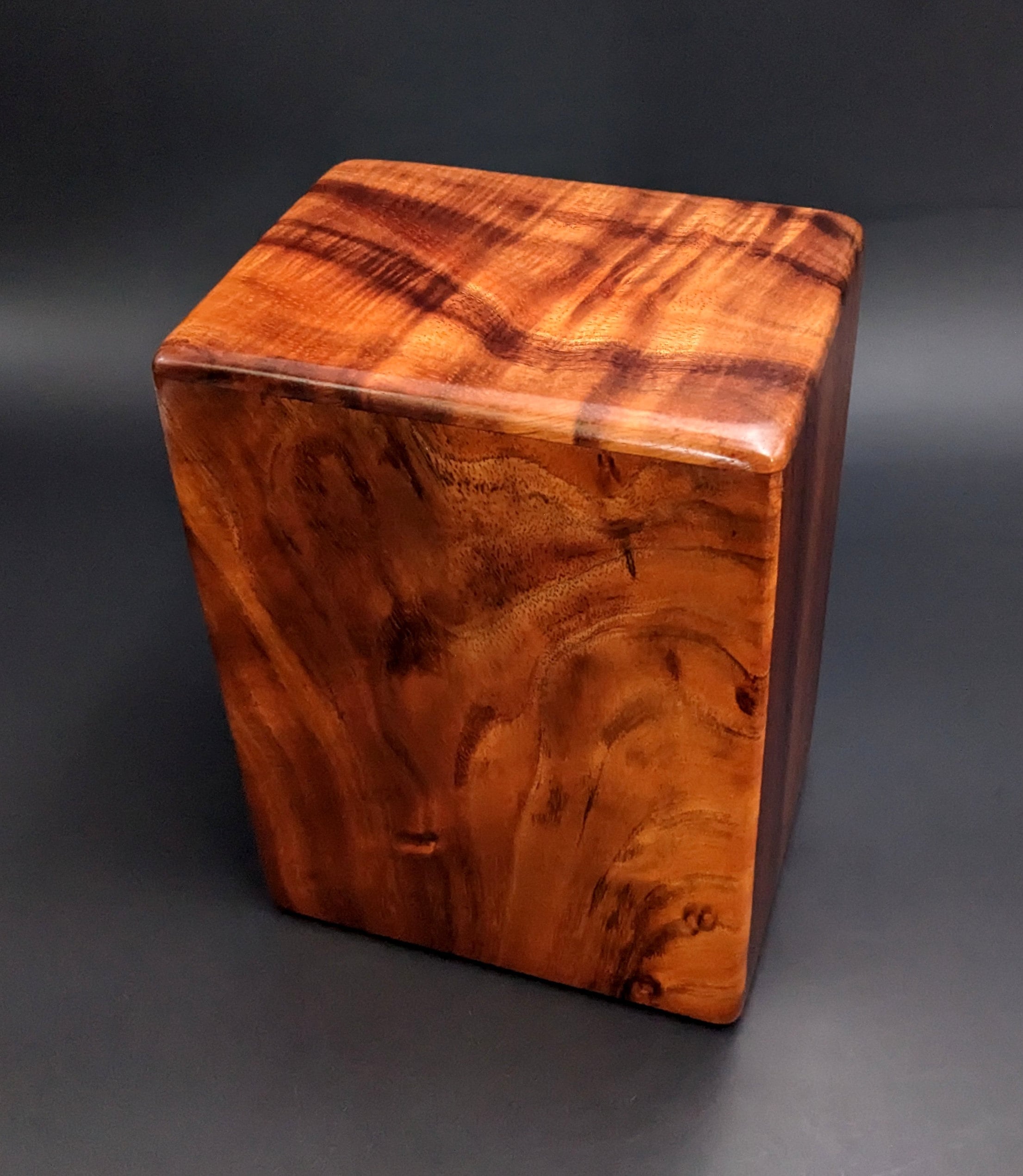 Large Curly Hawaiian Koa Wooden Memorial Cremation Urn... 7wide x 5deep ...
