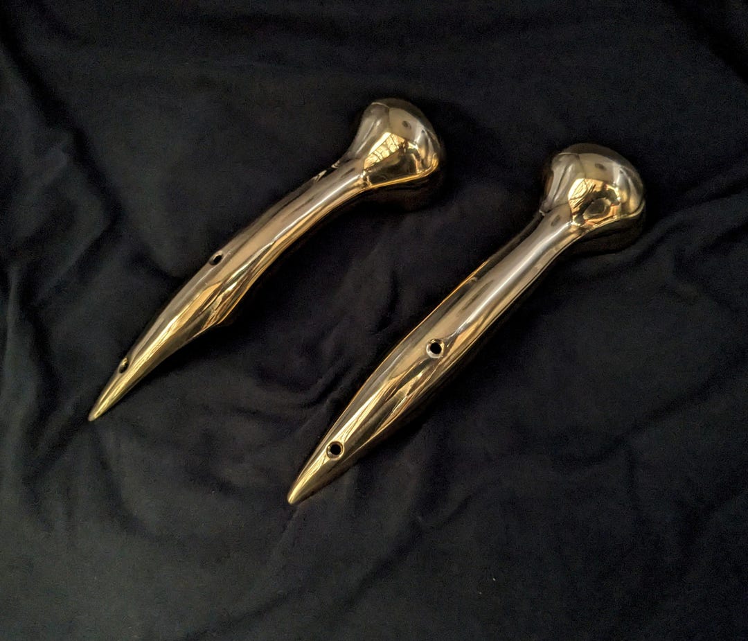 TWO (2) Hames Solid Brass Walking Stick Cane Handle Traditional 8" Long ...